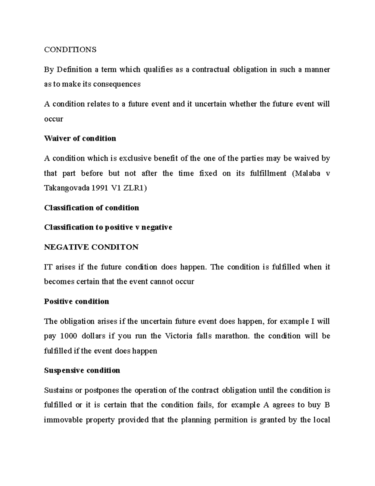 Conditions - Bee - CONDITIONS By Definition a term which qualifies as a ...