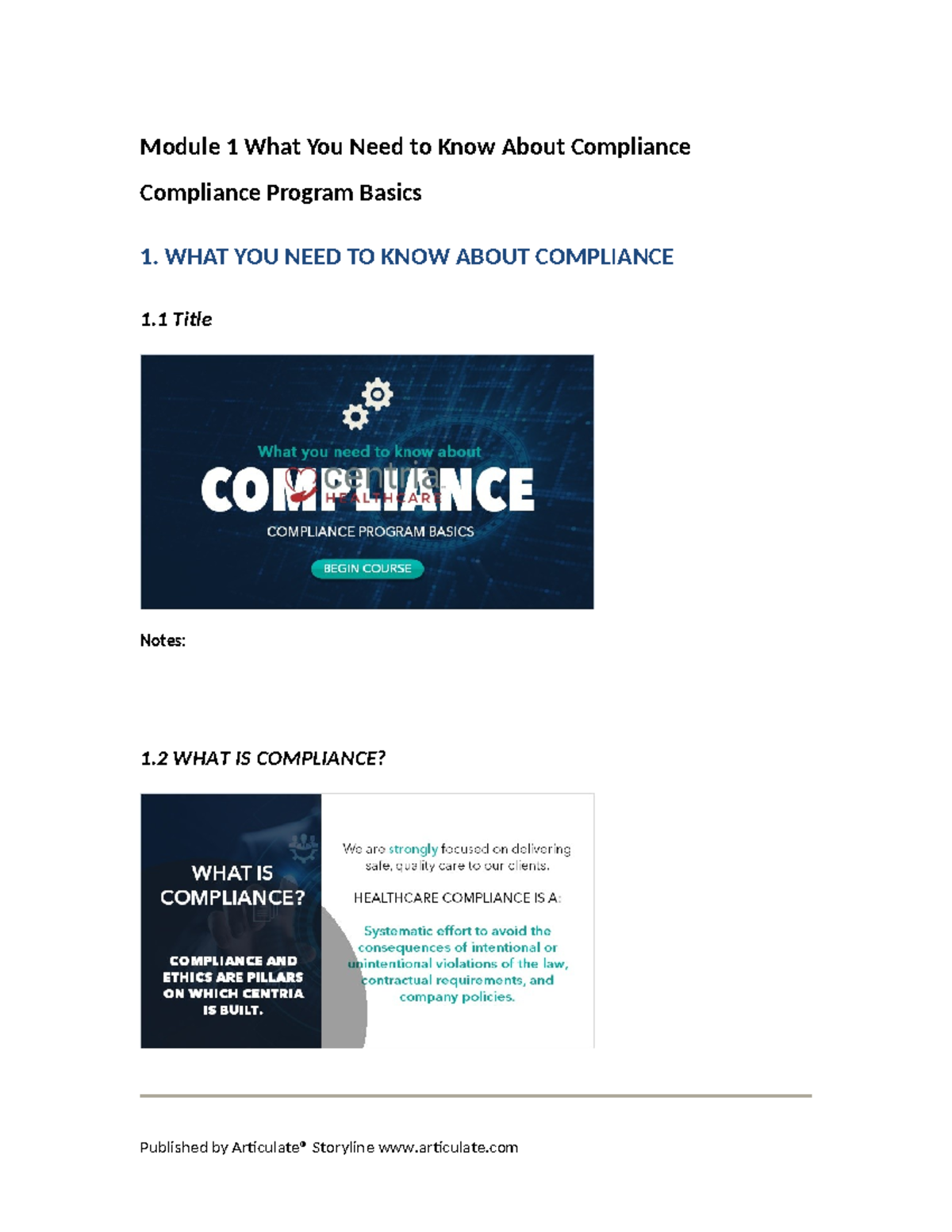 Module 1 Transcript - Module 1 What You Need to Know About Compliance ...