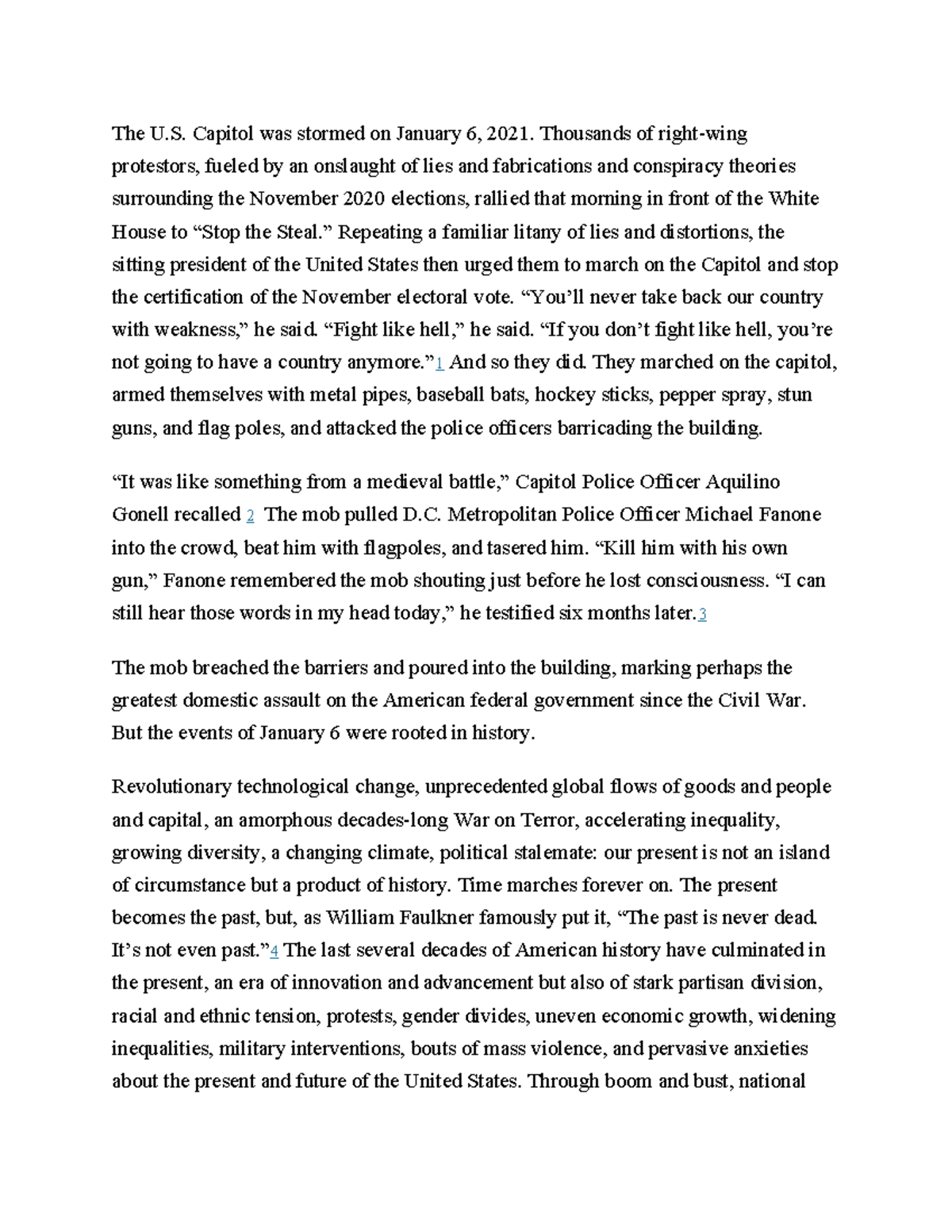 Chapter 30 Modern United States History - The U. Capitol was stormed on ...