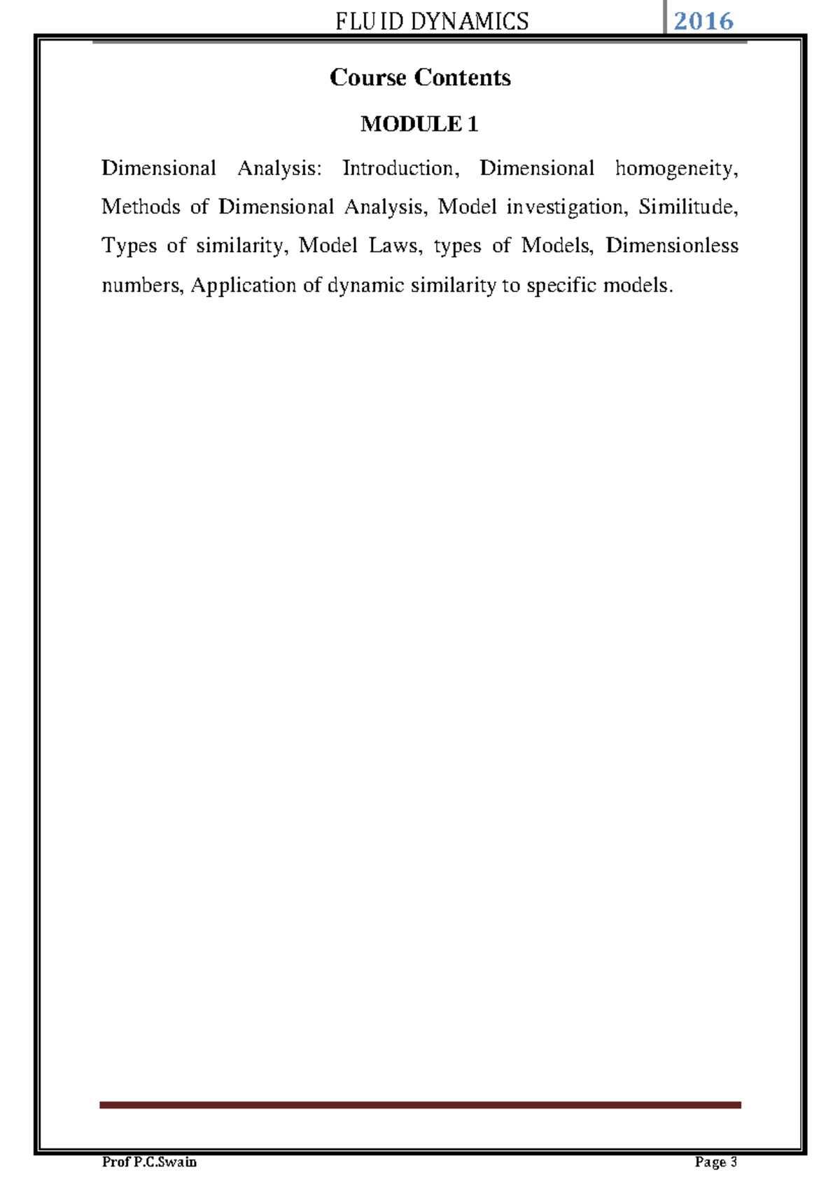9. Fluid Dynamics - I - Pdf - Course Contents MODULE 1 Dimensional ...