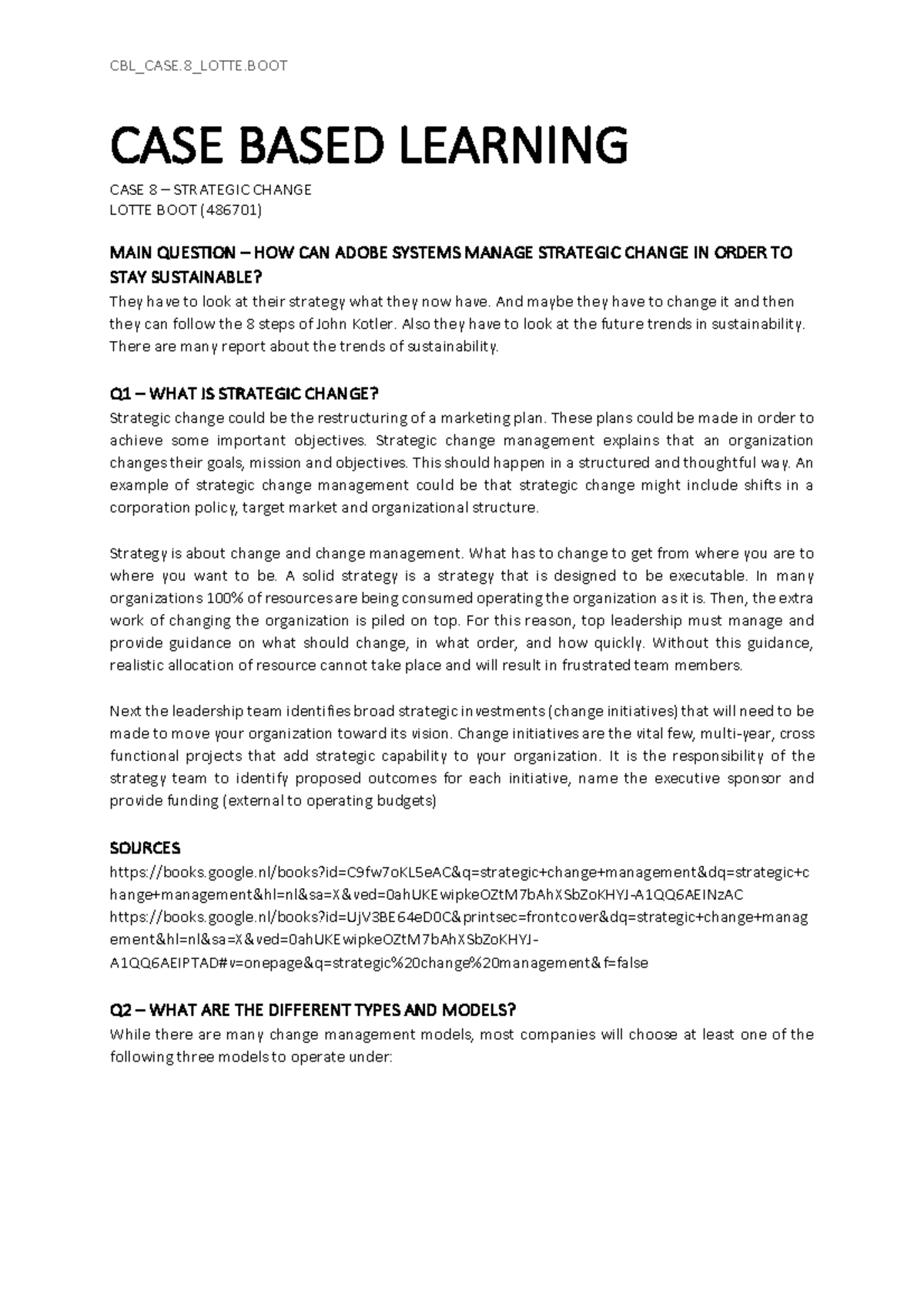 CBL Case - College-aantekeningen 1 - CBL_CASE.8_LOTTE CASE BASED ...