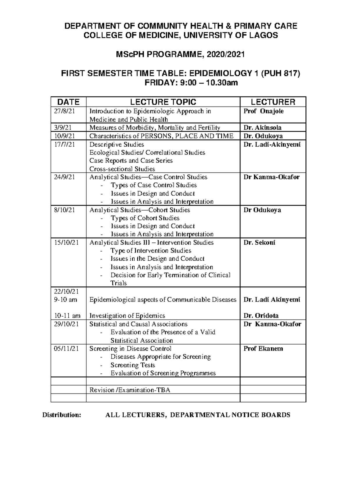 epidemiology-puh-817-msc-ph-time-table-2020-2021-department-of