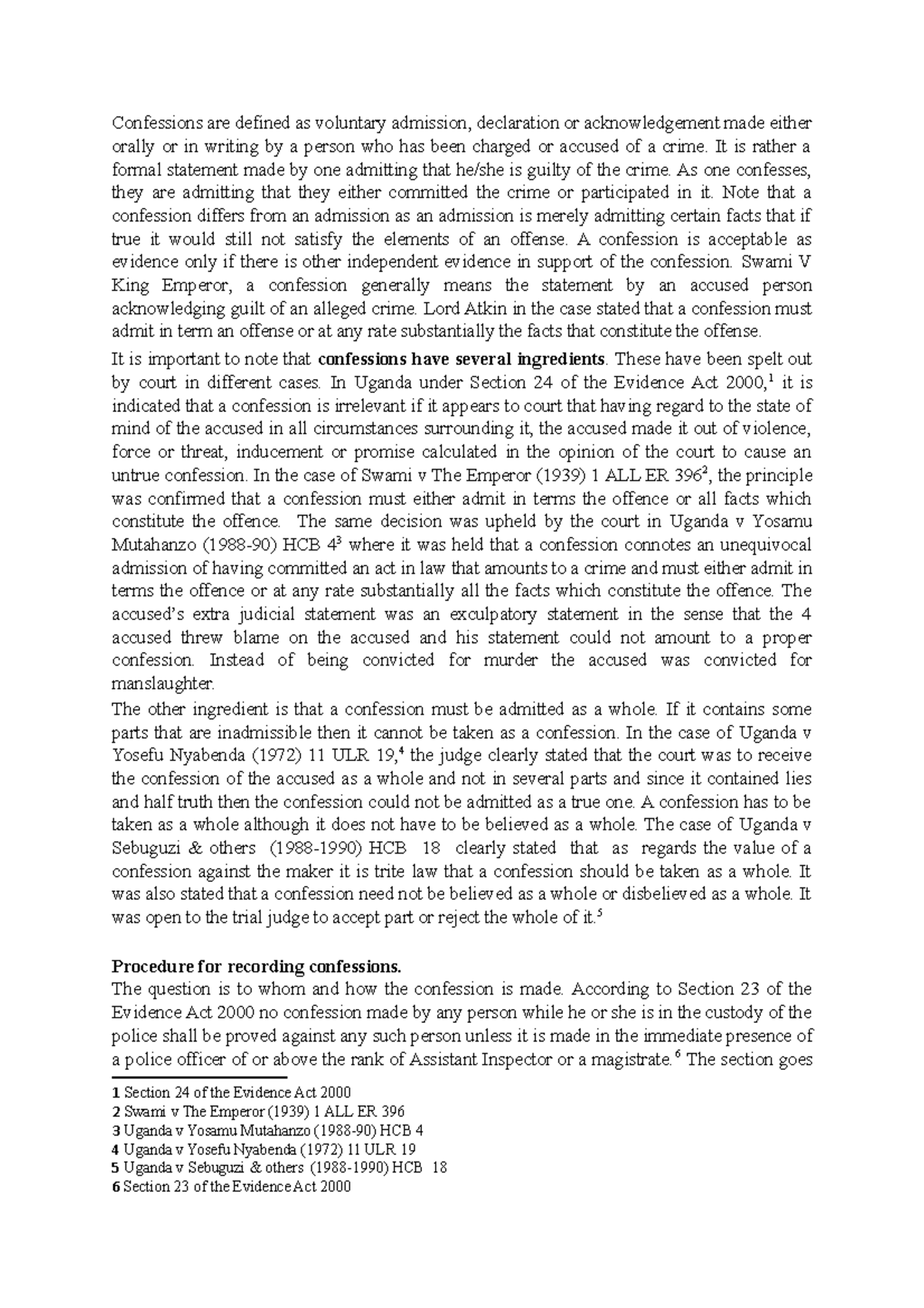 Confessions - coursework - Confessions are defined as voluntary ...