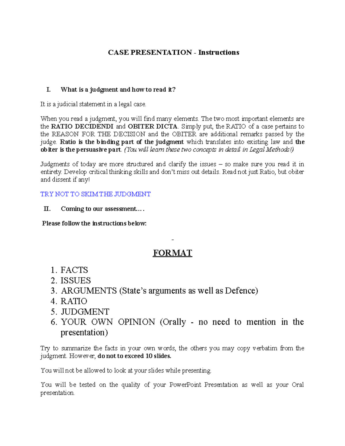 Case Presentation Instructions and Format - CASE PRESENTATION ...