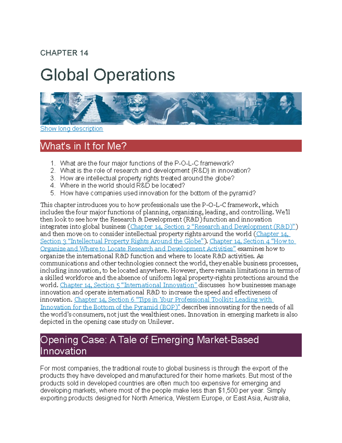 Global Operations - CHAPTER 14 Global Operations Show long description ...
