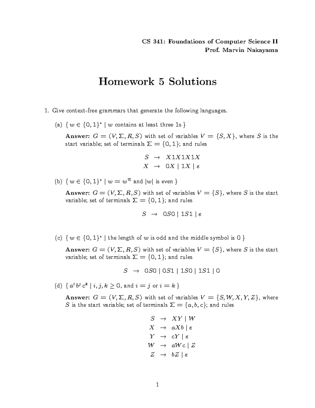 context free grammer for compiler construction - CS 341: Foundations of ...