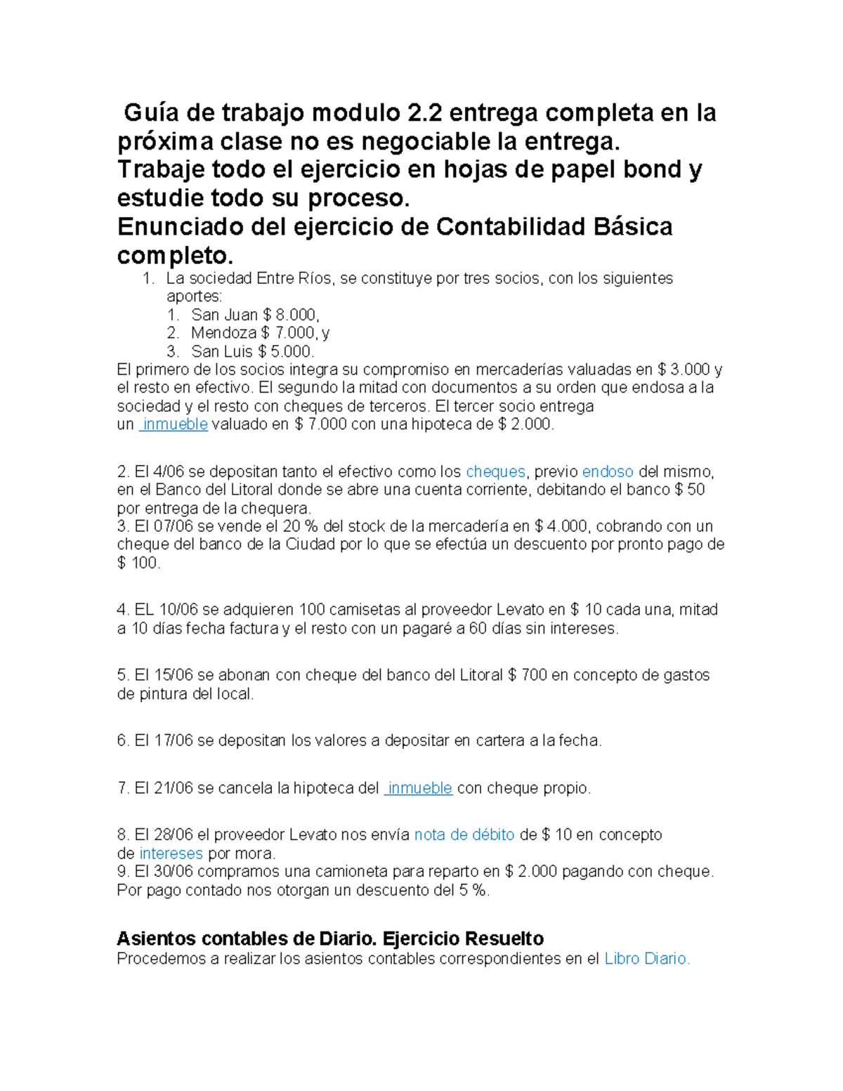 Guía de trabajo modulo 2 - Trabaje todo el ejercicio en hojas de papel ...
