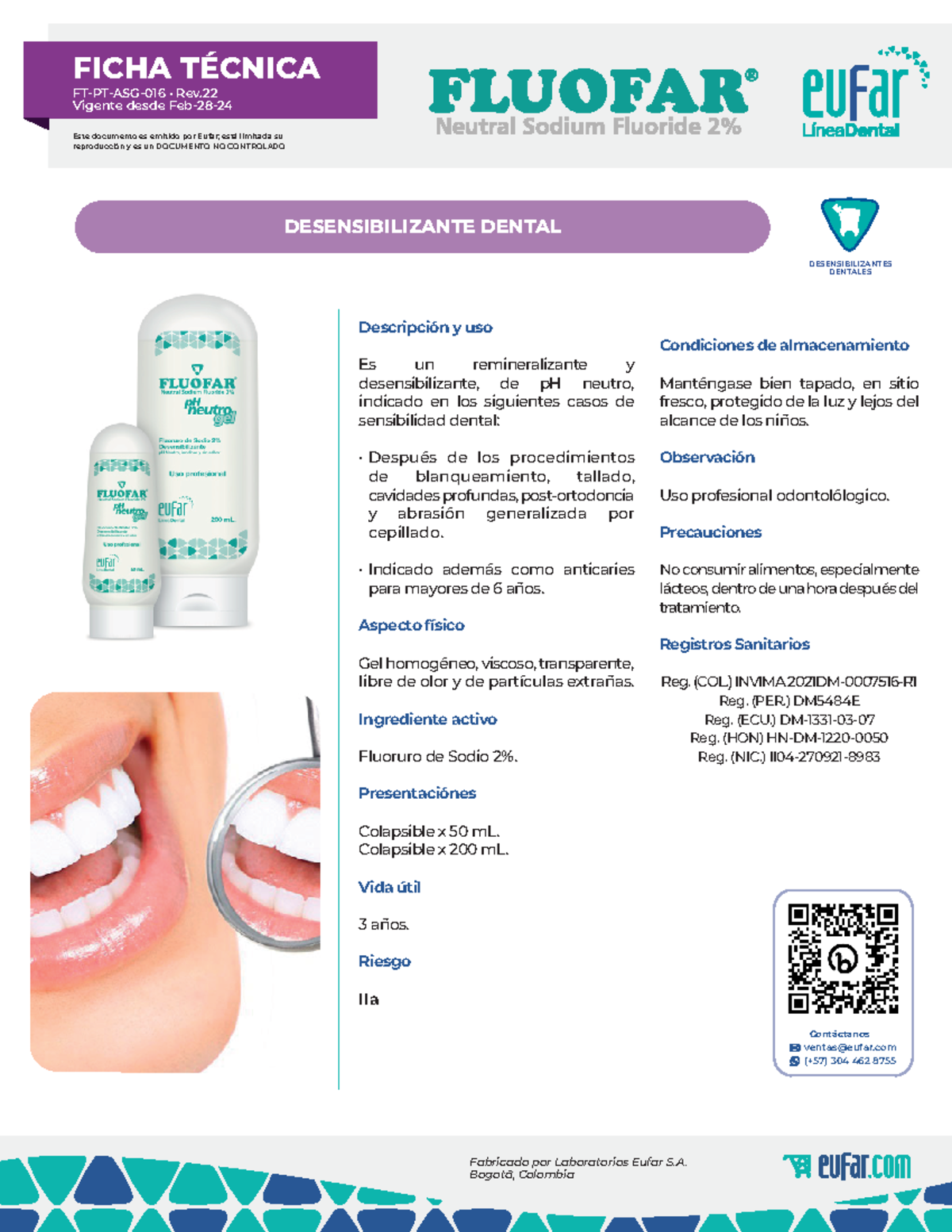 Ficha Fluofar Neutro - FICHA TÉCNICA Este documento es emitido por Eufar; está limitada su - Studocu