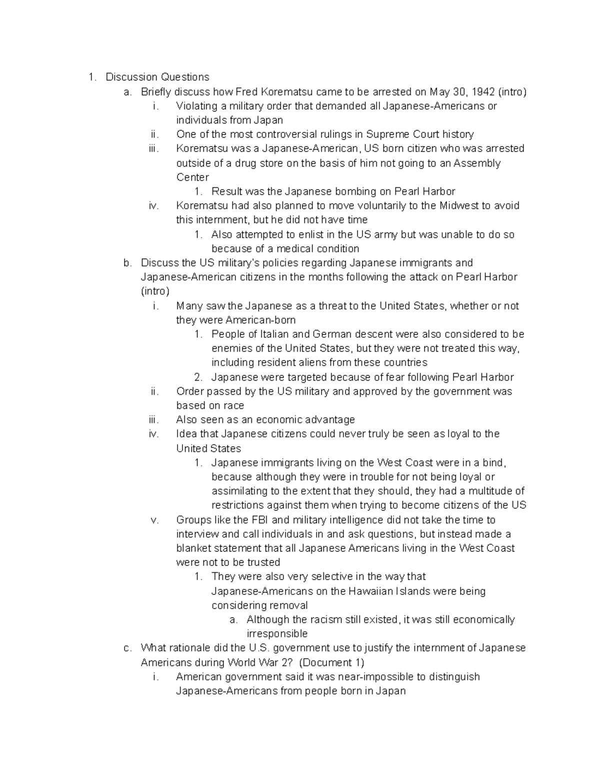 LECTURE NOTES ON CHALLENGING WARTIME - Discussion Questions a. Briefly ...