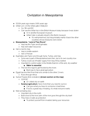 Lec 3 Civilization in Mesopotamia (Cont) - Civilization in Mesopotamia ...