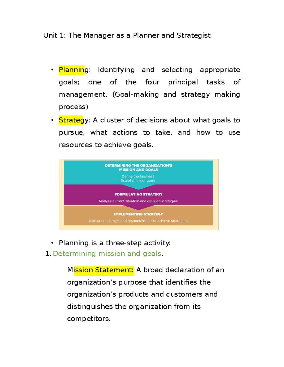 OBS124 Unit one - BUSINESS MANAGEMENT NOTES - Unit 1: The Manager as a ...