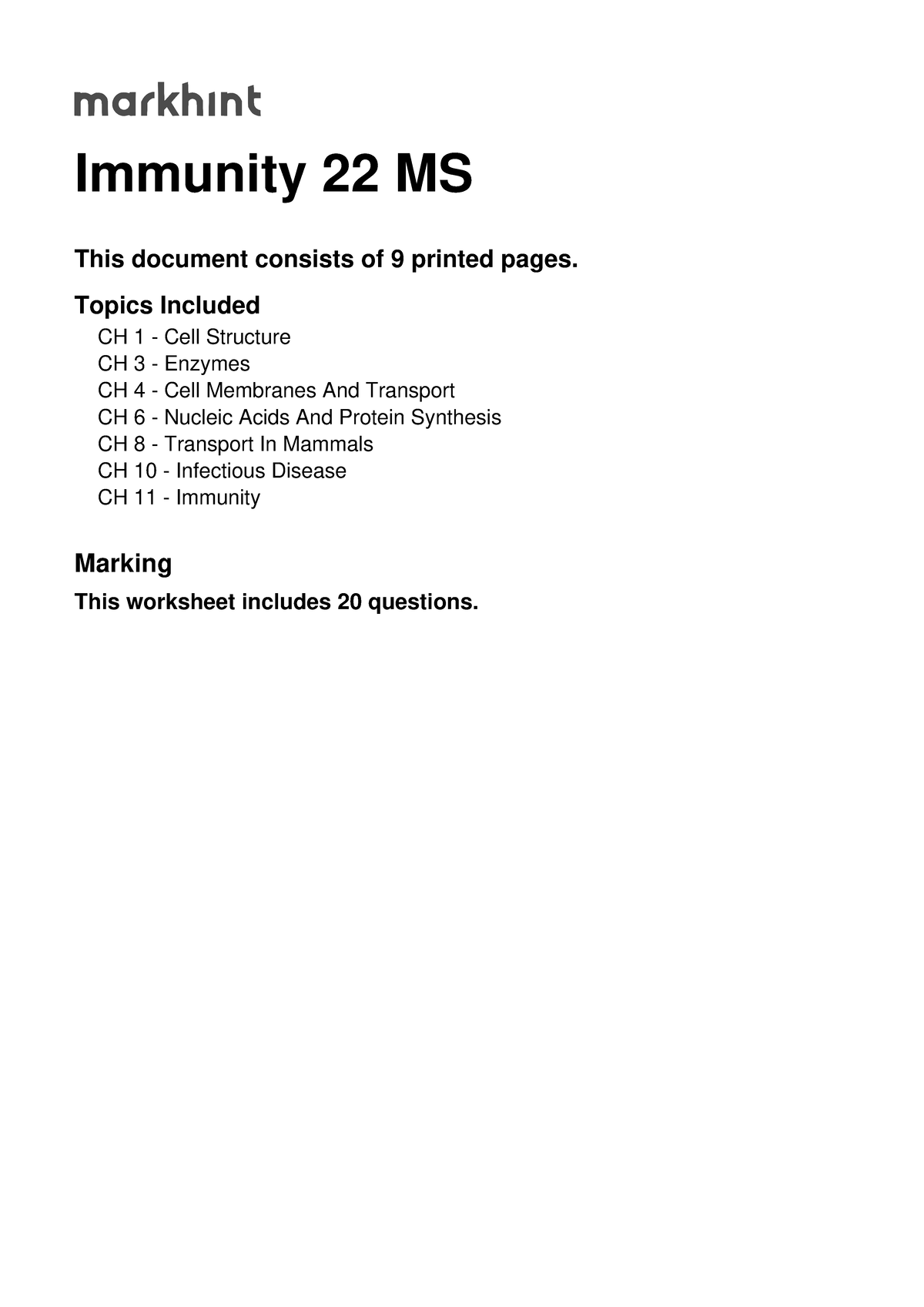 Immunity 22 MS - Immunity 22 MS This document consists of 9 printed ...