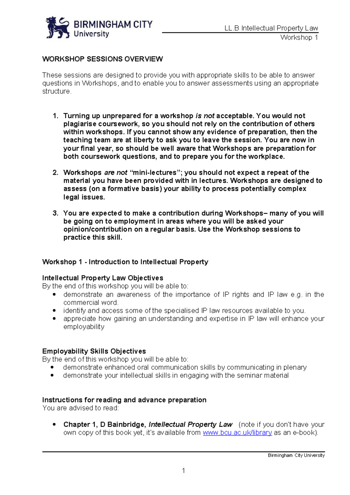 Workshop 1 - Workshop 1 WORKSHOP SESSIONS OVERVIEW These sessions are ...