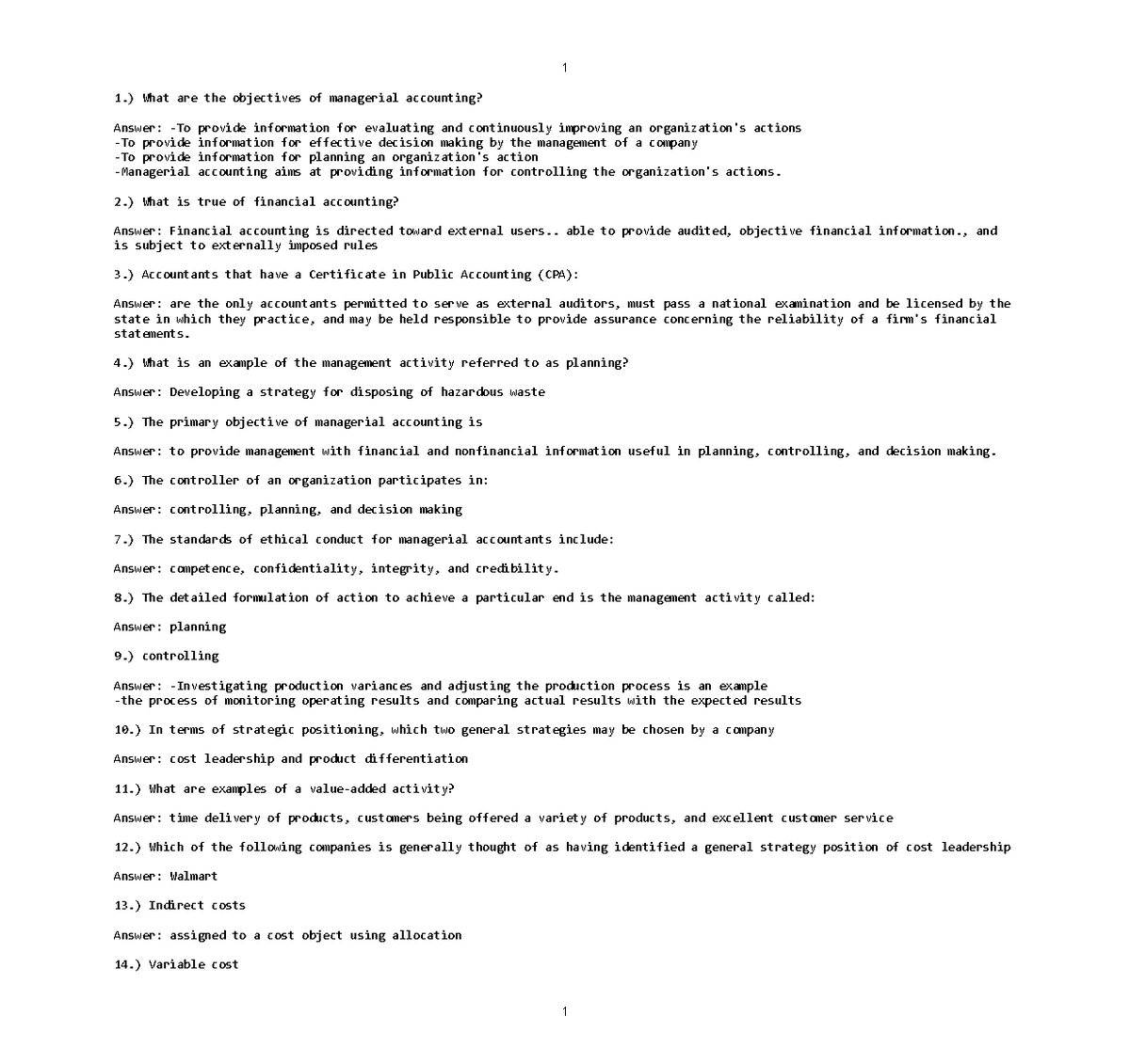 ACCT 2082 - Exam 1 - ACCT 2082 - Exam 1 - 1.) What are the objectives ...