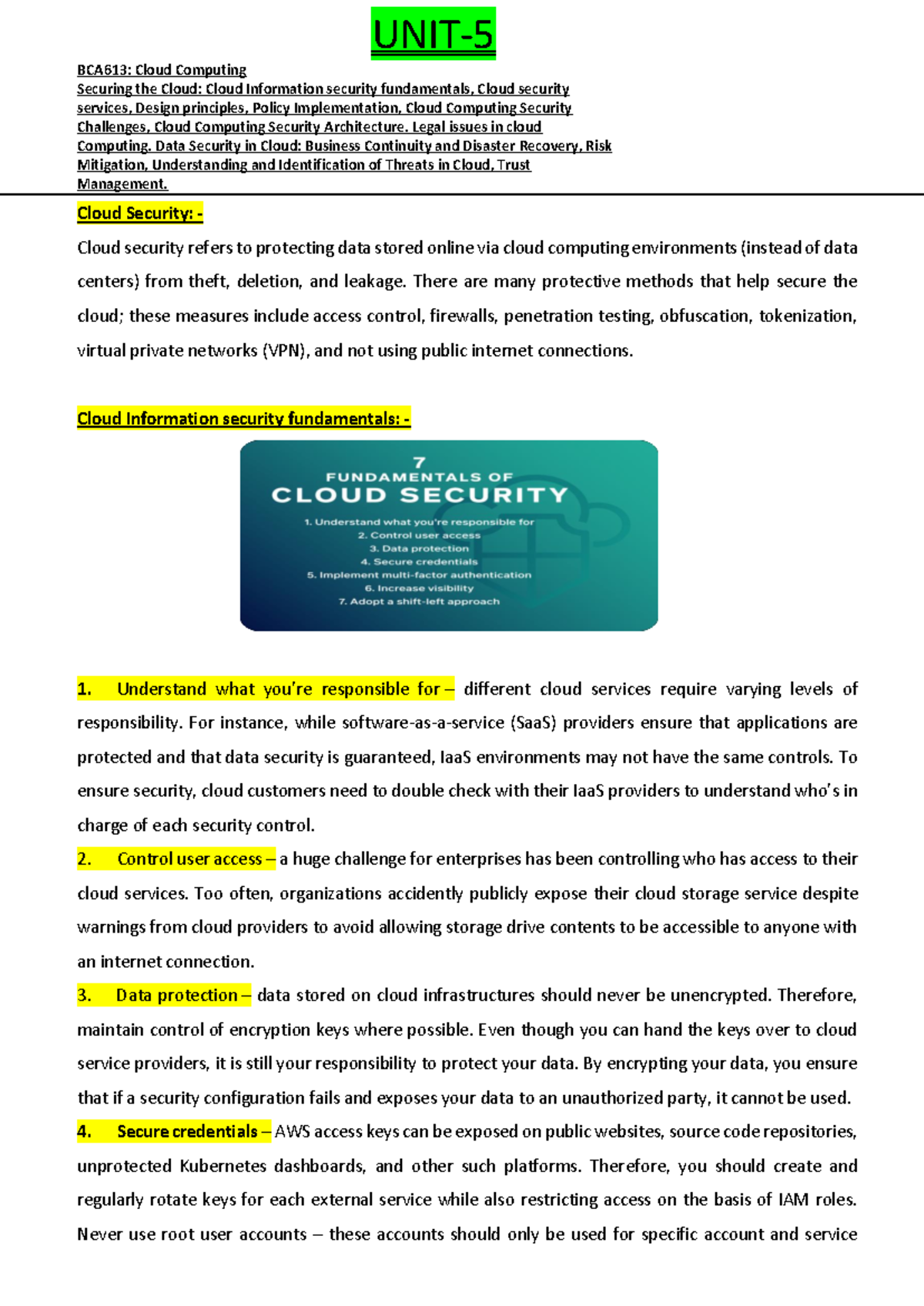 Cloud computing complete notes by aasif sir - UNIT- 5 BCA 6 13: Cloud ...