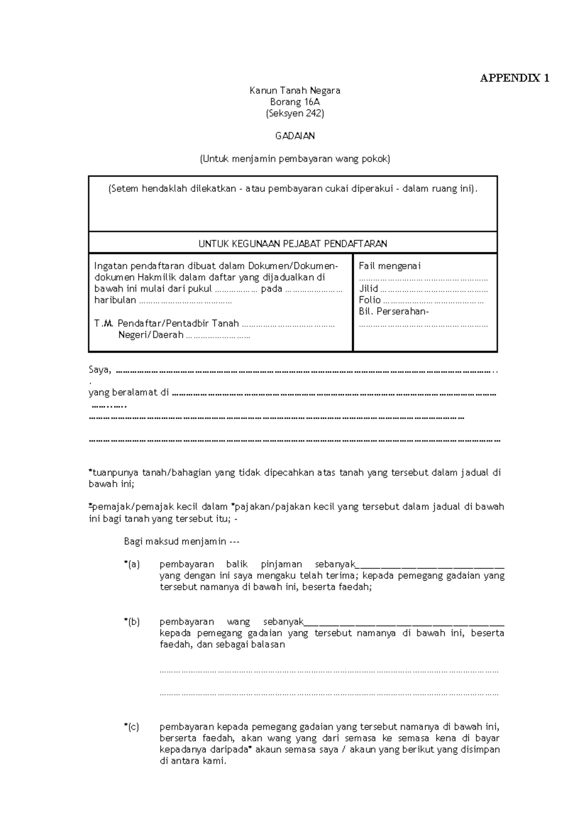 Blank FORM 16A in NLC 1965 - Non-Contentious Legal Matters - UiTM - Studocu