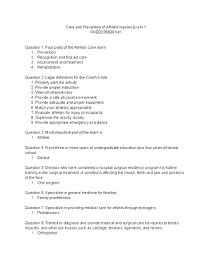 Care and Prevention of Athletic Injuries Exam 3 - Tension Question 2: A ...