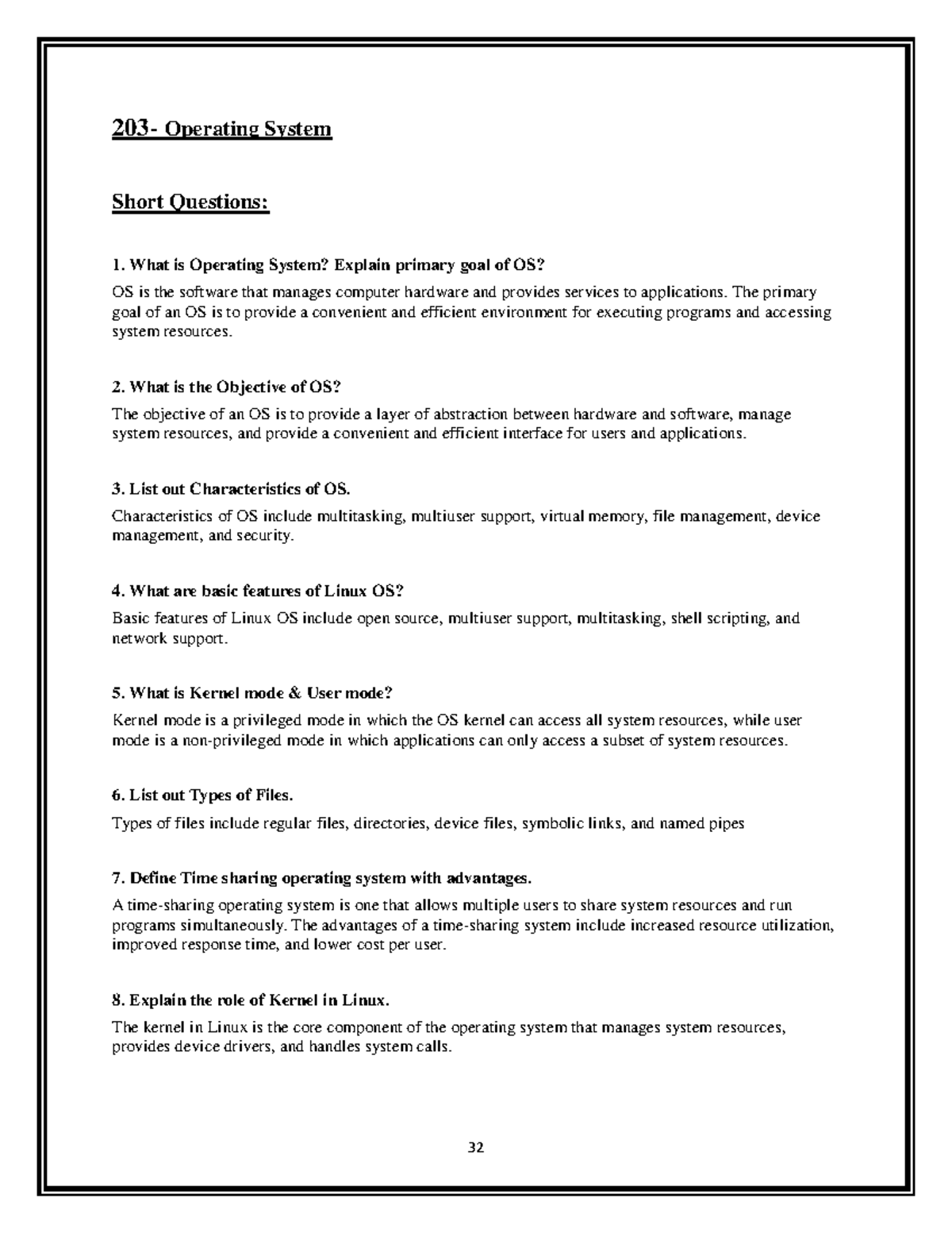 SEM-2 OS Q.A - Question Answer For Exam Preparations. - 203- Operating ...