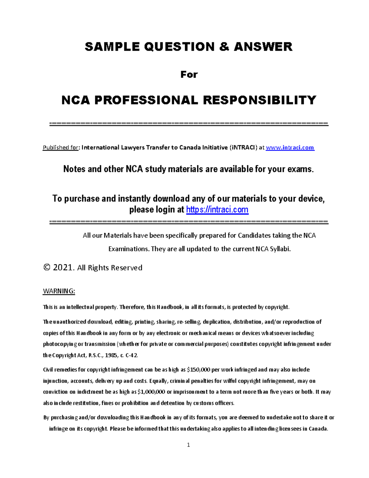 5 - conflict of interests rule - SAMPLE QUESTION & ANSWER For NCA ...