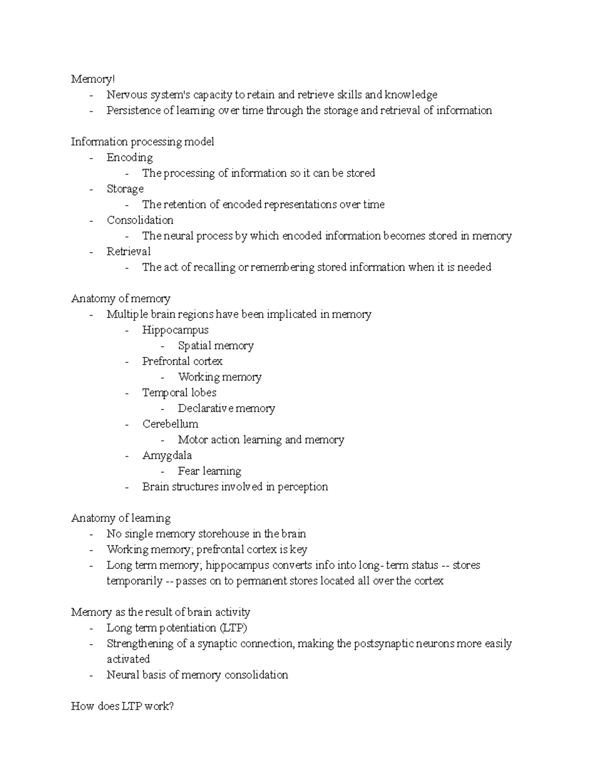 Psych Chapter 7 Memory - chris williams lecture - Memory! - Nervous ...