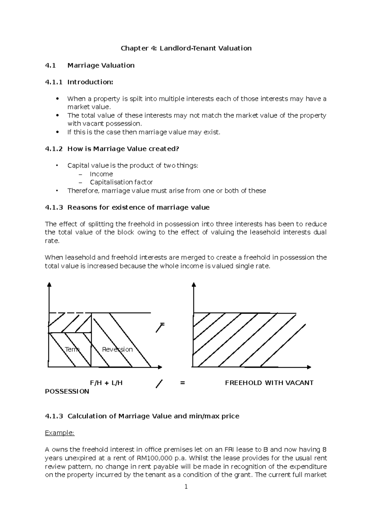 Chapter 4 Modul RES211 - practical use - Chapter 4: Landlord-Tenant Valuation 4 Marriage ...