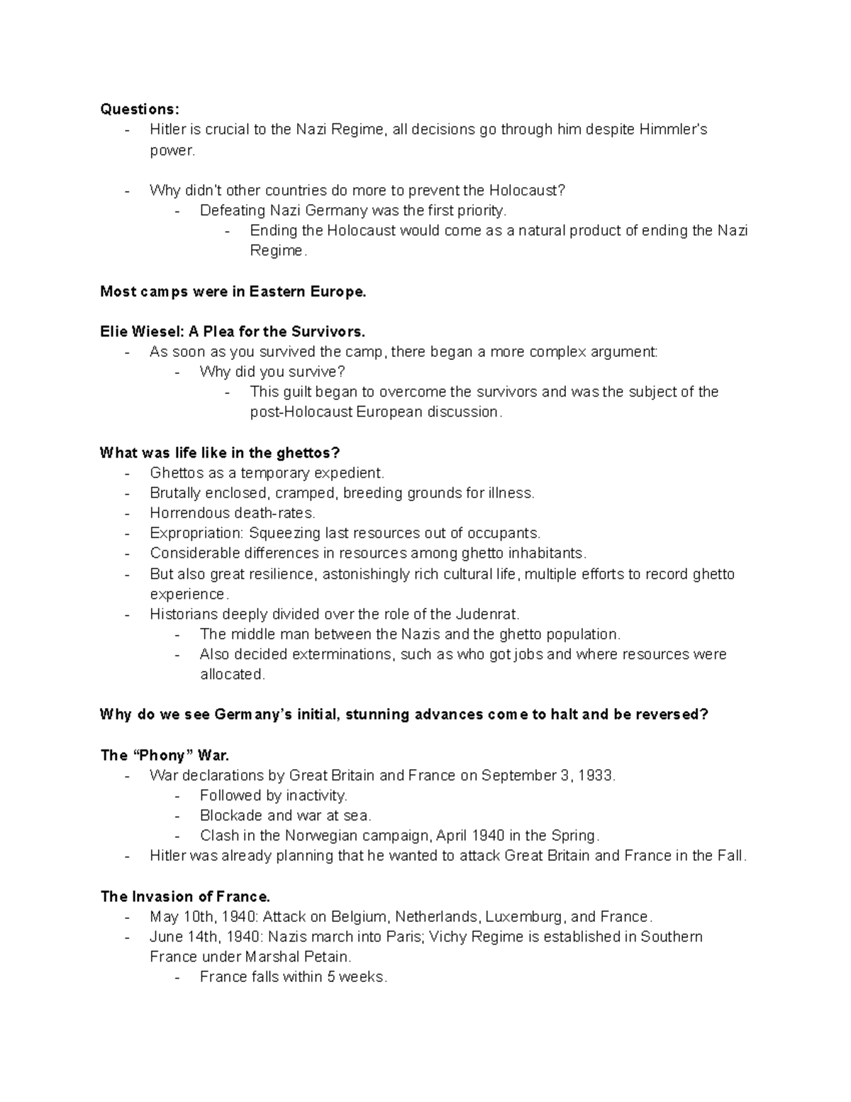 L020 Holocaust Death Camps and Ghettos - Questions: - Hitler is crucial ...