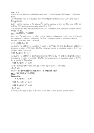 Homework 3 - Management Science – Homework 3 Question 1: [25 points] a. Formulate and provide an ...