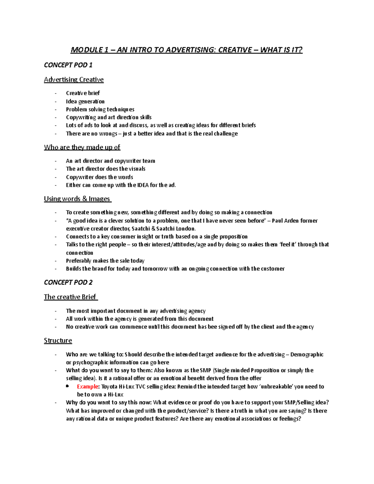 Mod1 - Intro to advertising creative - MODULE 1 – AN INTRO TO ...