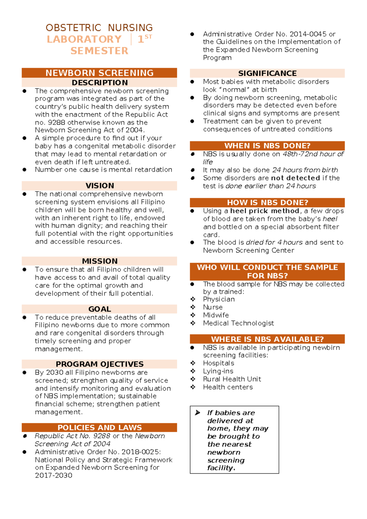 OB lab prelims - Notes that can help you. - OBSTETRIC NURSING ...