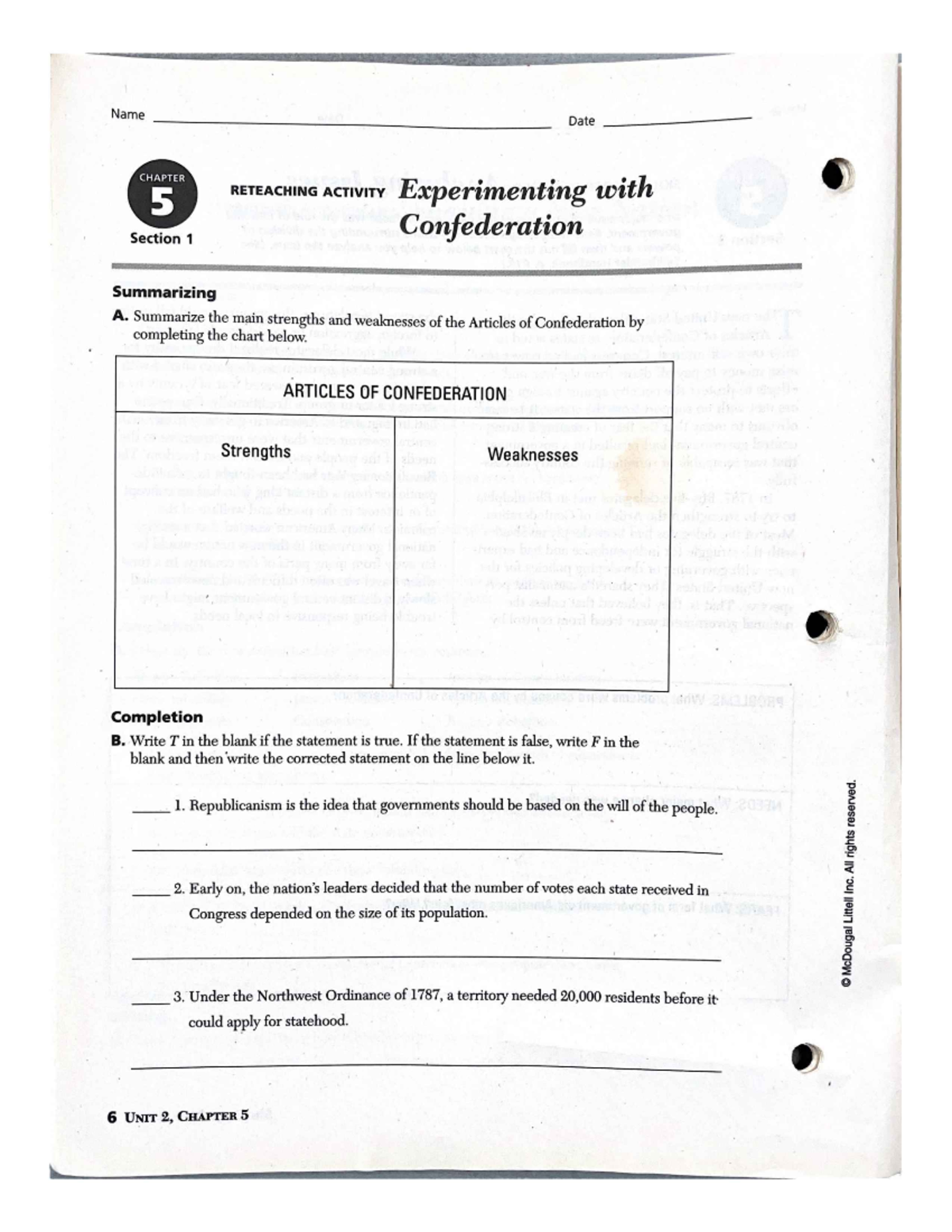 Comprehensive Problem 1 - Name Date CHAPTER 5 RETEACHING ACTIVITY ...