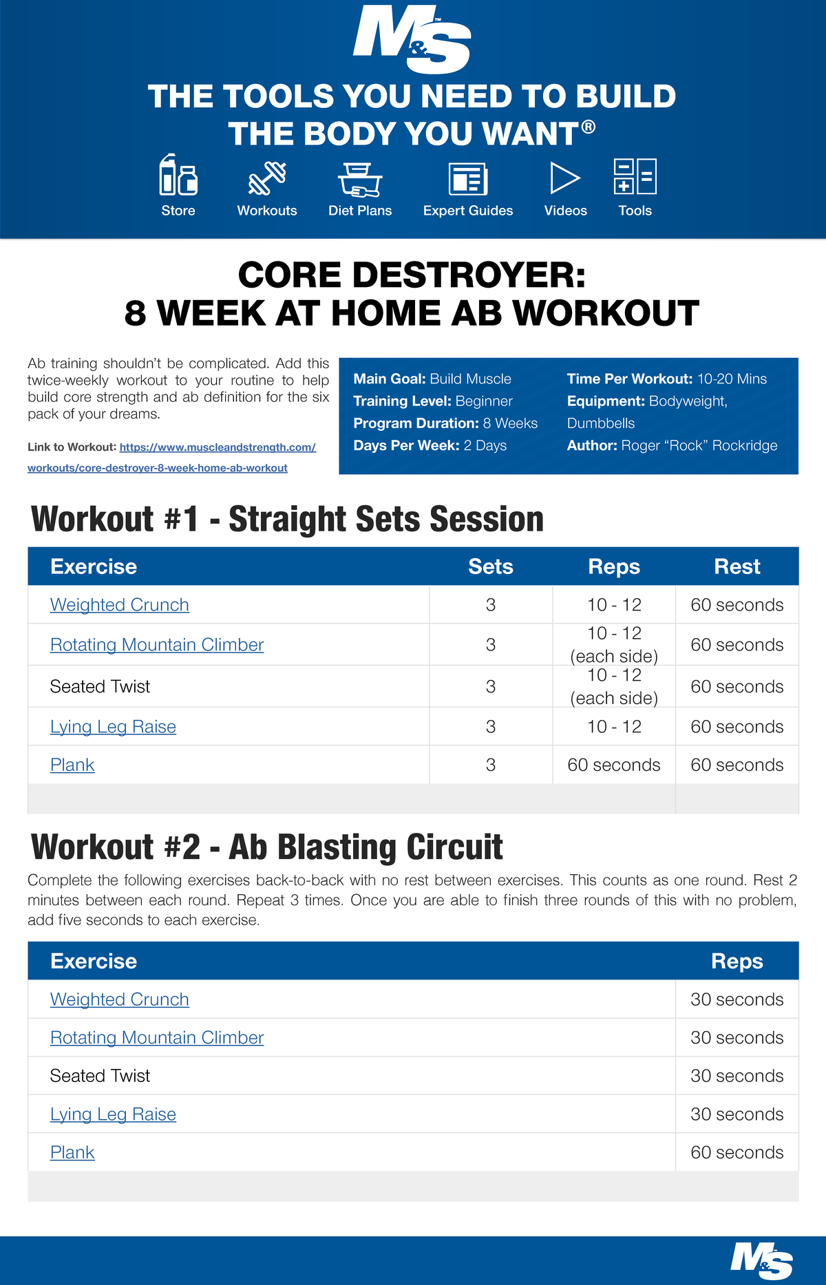 Coredestroyer 8weekathomeabworkout - Workout #1 - Straight Sets Session ...