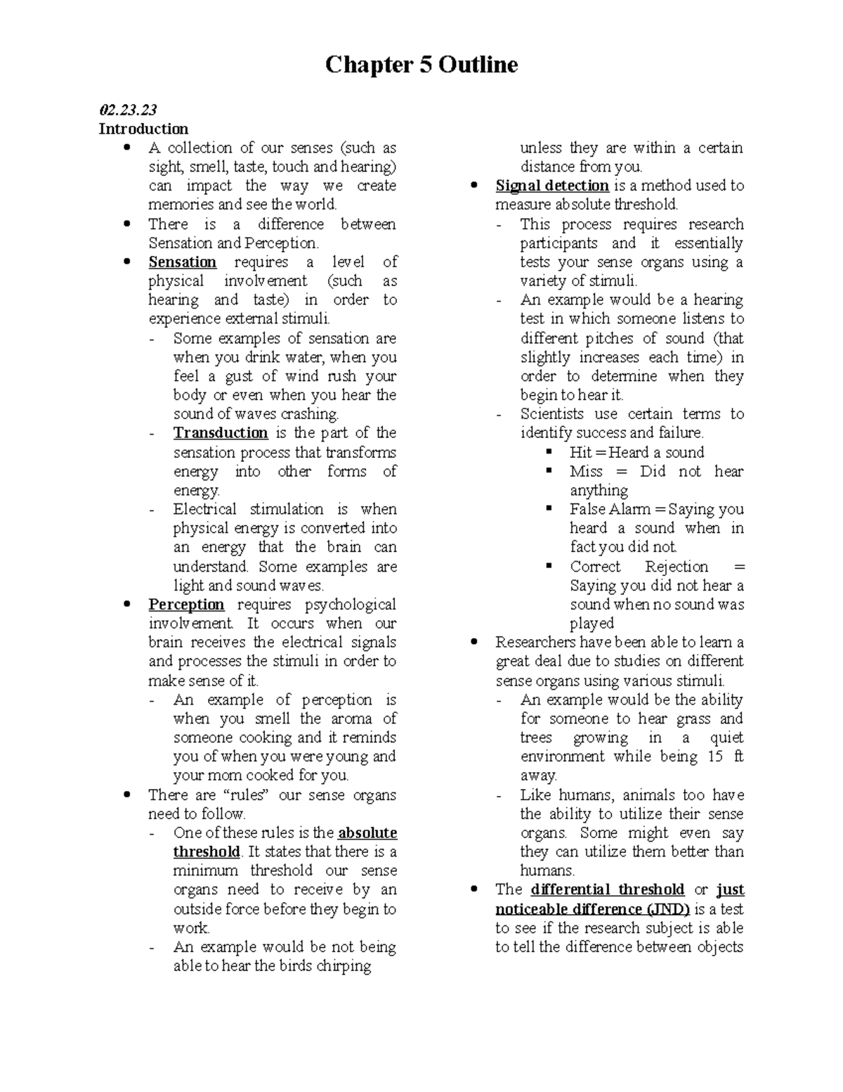 Chapter 5 Outline (Psychology) - 02. Introduction A collection of our ...