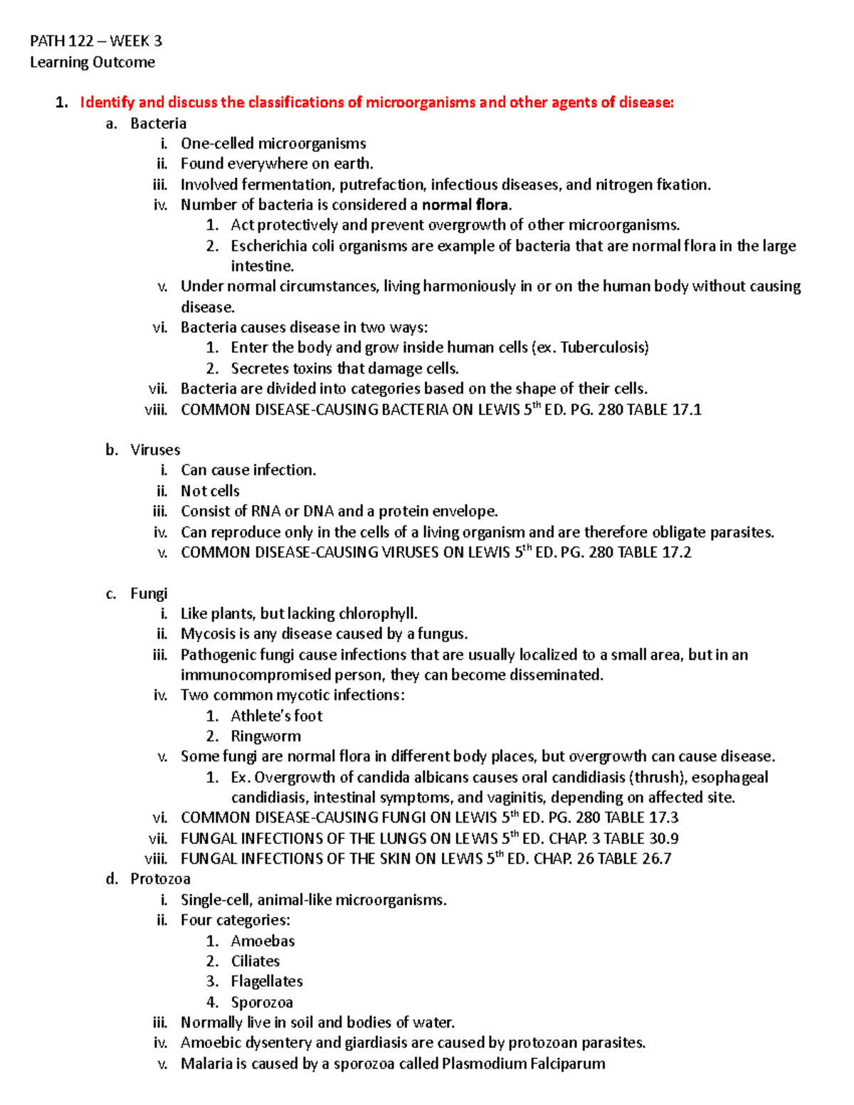 PATH 122 - WEEK 3 LO - PATHO 122 WEEK 3 Learning Outcomes - PATH 122 – WEEK 3 Learning Outcome ...