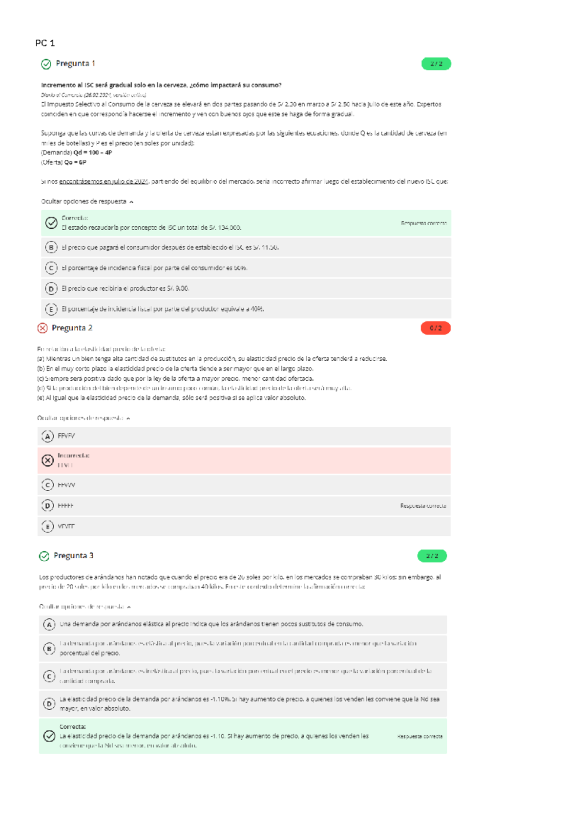 Examenes - ef ep - PC 1 Pregunta 1 Incremento al ISC será gradual solo en la cerveza, impactará ...