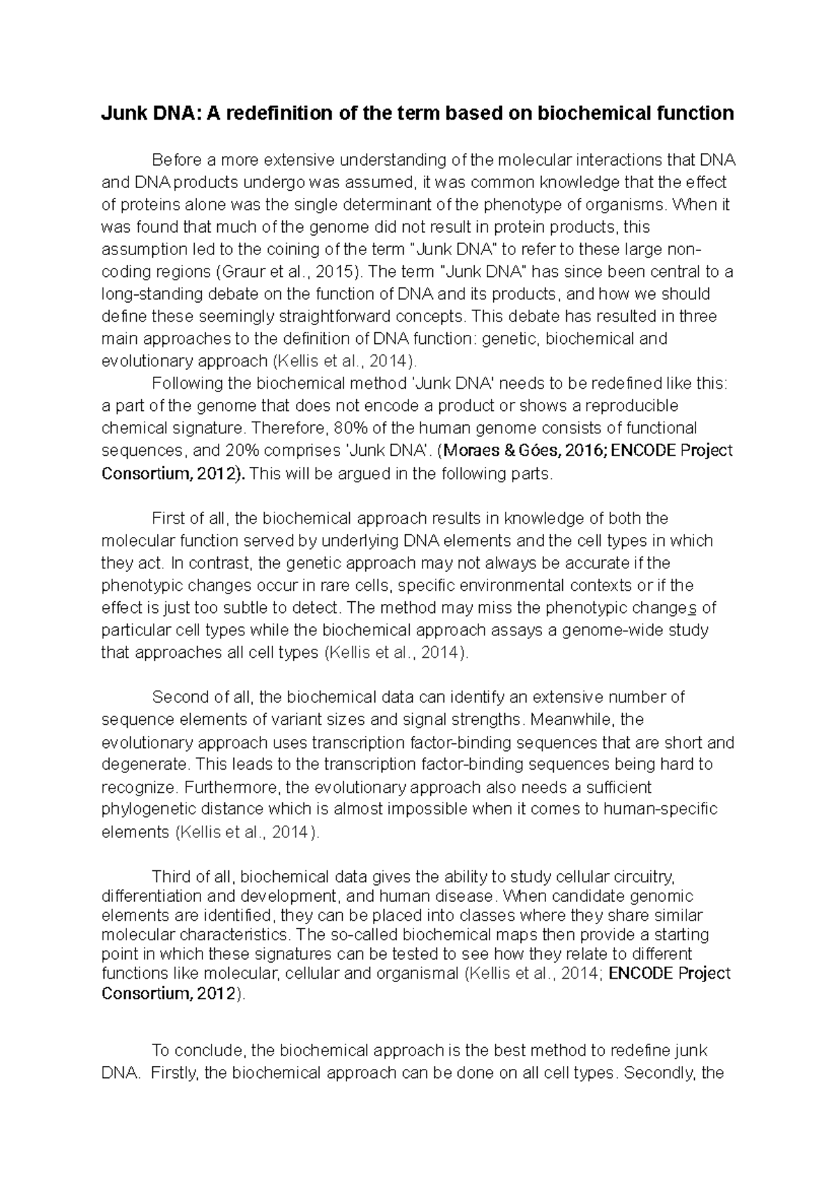 Kopie van Junk DNA - Junk DNA - Junk DNA: A redefinition of the term based on biochemical ...