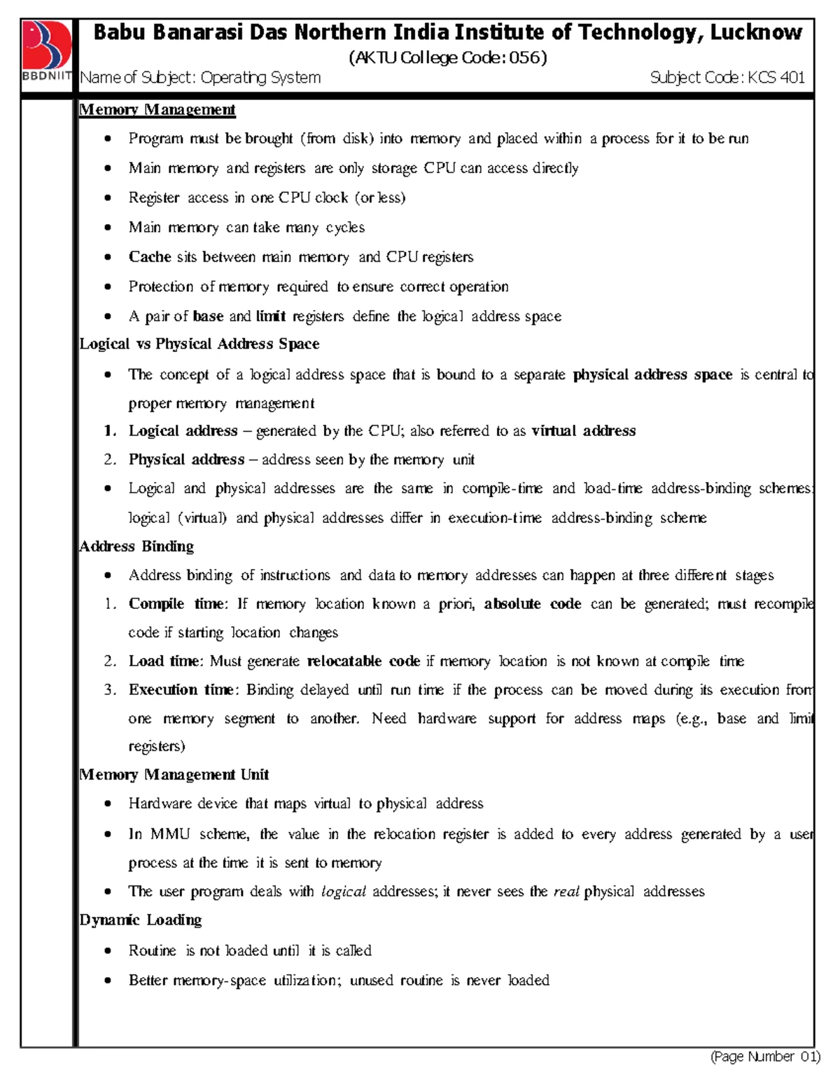 Unit 4 - OS NOTES AKTU 2ND YEAR 4TH SEM - Bare Machine & Resident ...
