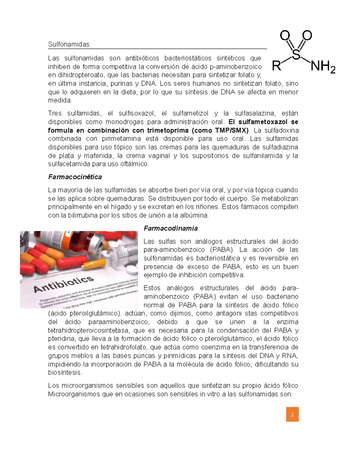 Antibióticos - Sulfonamidas Las sulfonamidas son antibióticos ...