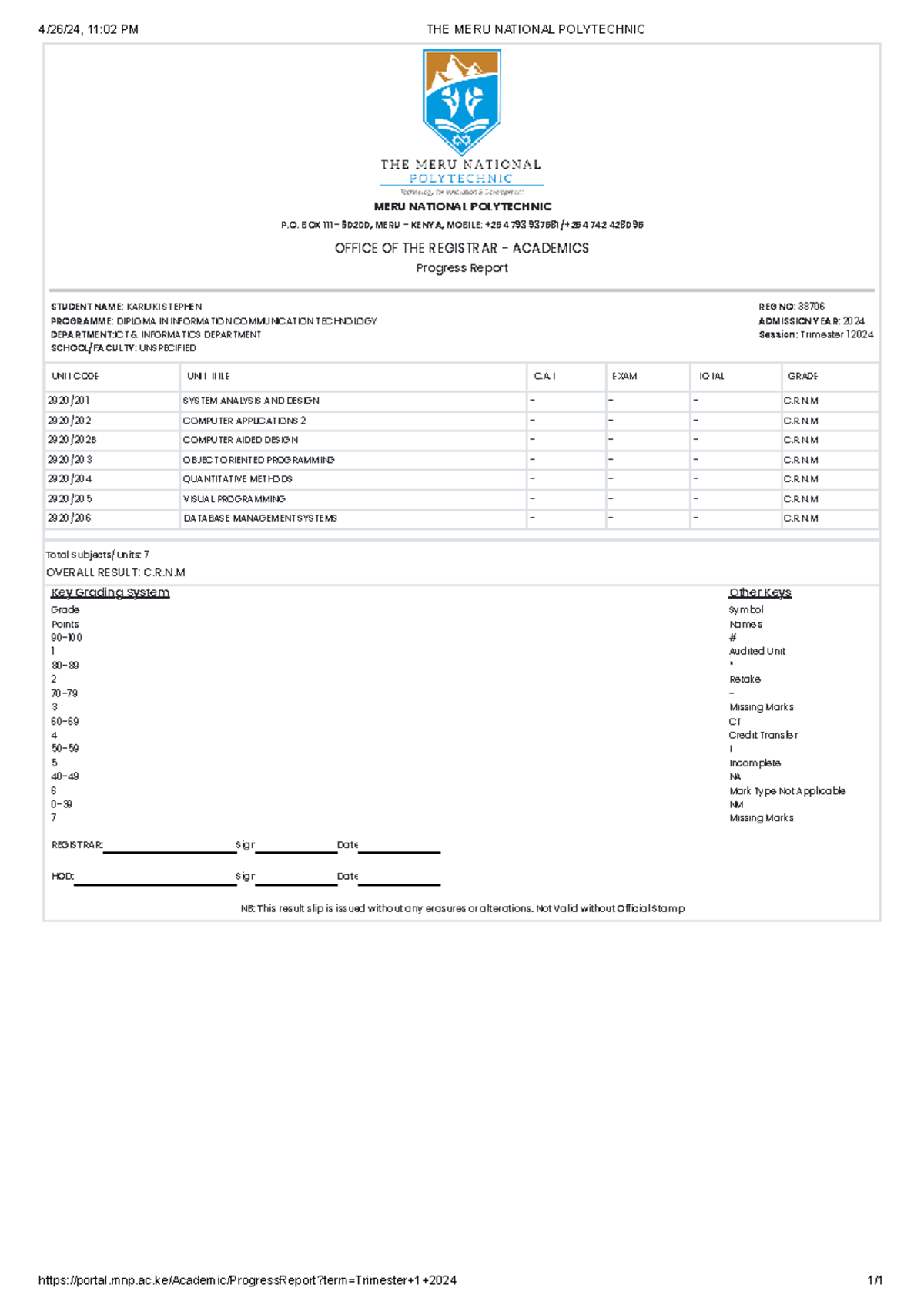 THE MERU National Polytechnic - MERU NATIONAL POLYTECHNIC P. BOX 111 ... THE MERU National Polytechnic - MERU NATIONAL POLYTECHNIC P. BOX 111 ...