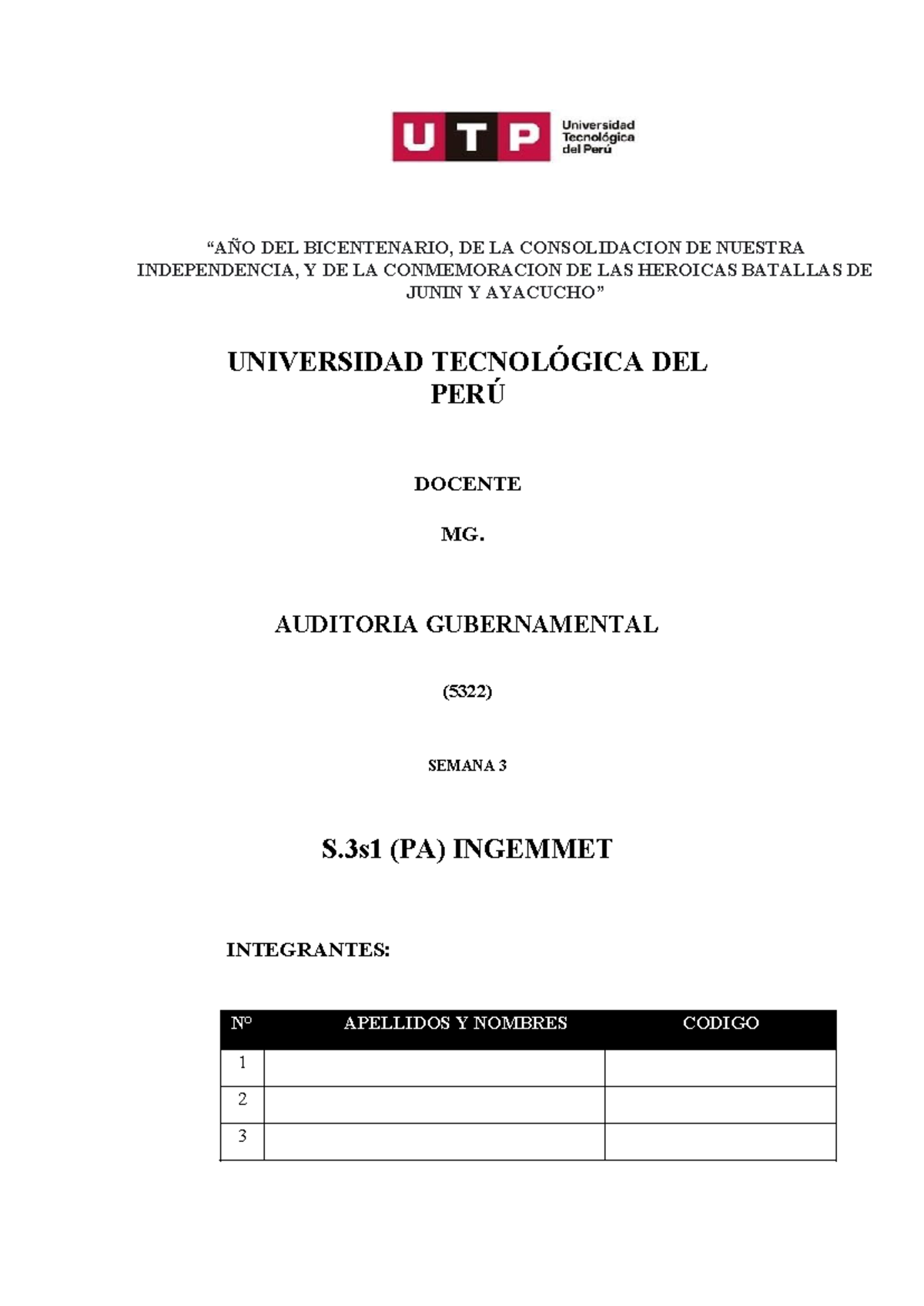 S.4s1 Tarea Academica - “AÑO DEL BICENTENARIO, DE LA CONSOLIDACION DE ...