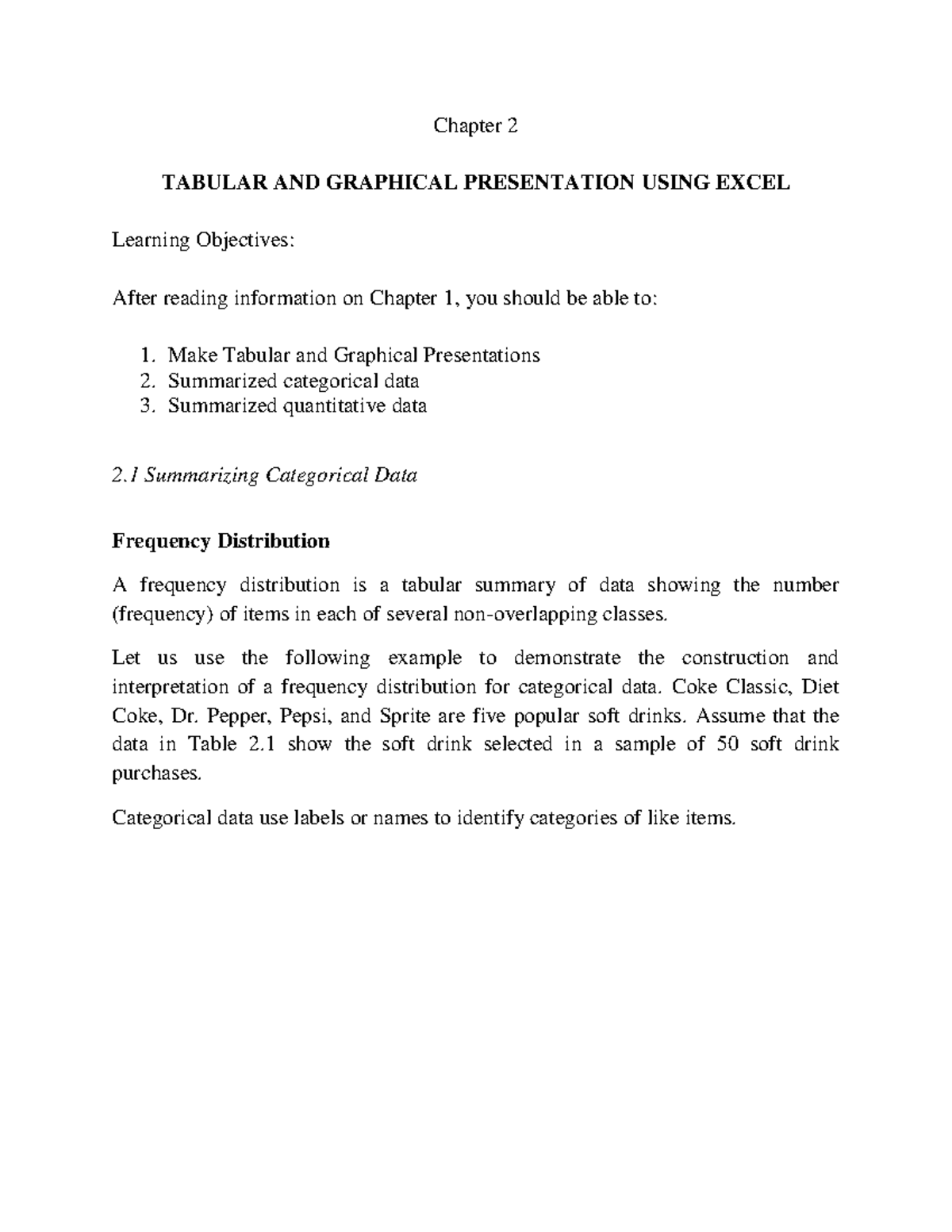 Statistics tabular presentation - Chapter 2 TABULAR AND GRAPHICAL ...