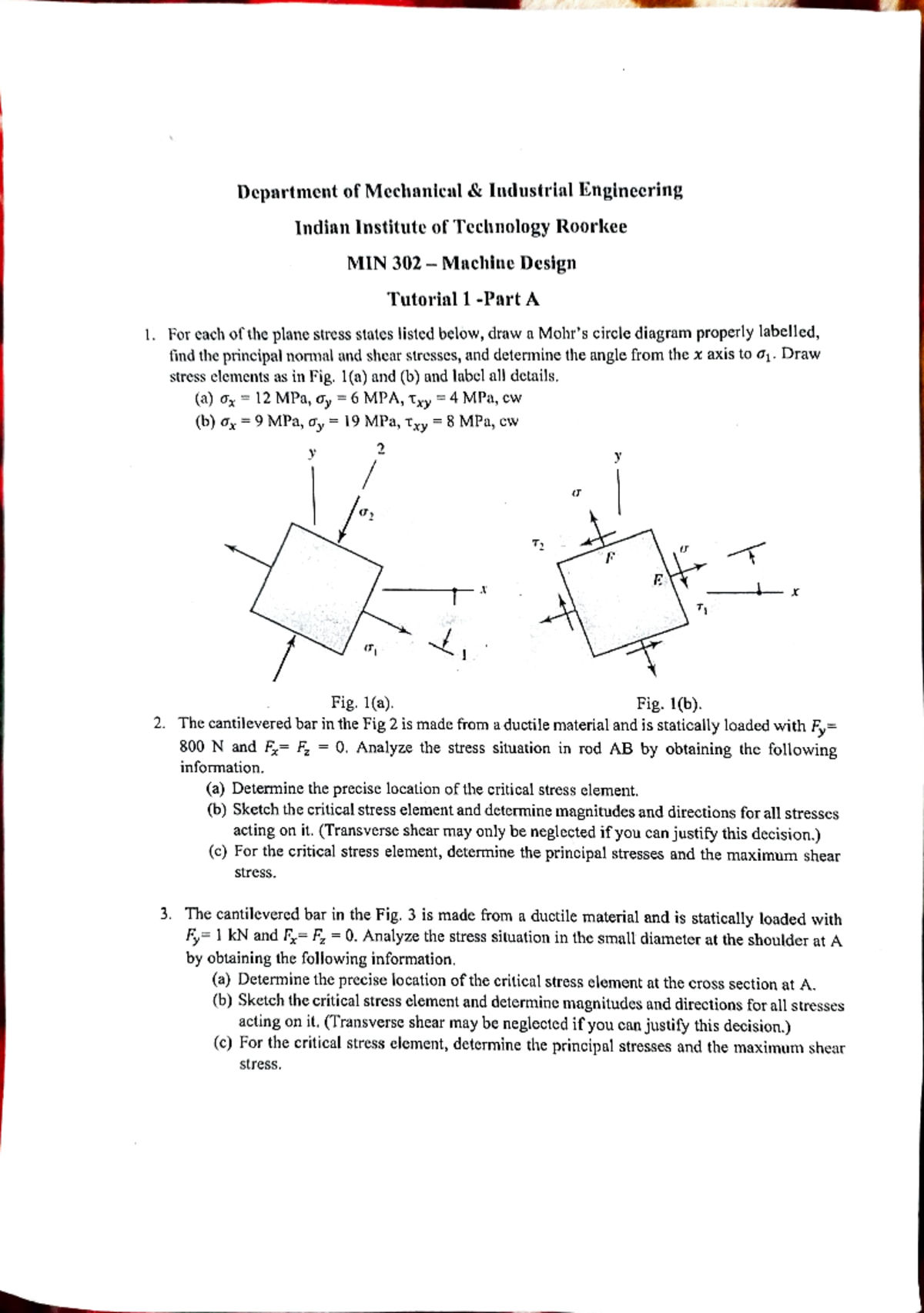 MD Tutorials - Tutorial question - Department of Mechanical & Industrial Engineering Indian ...