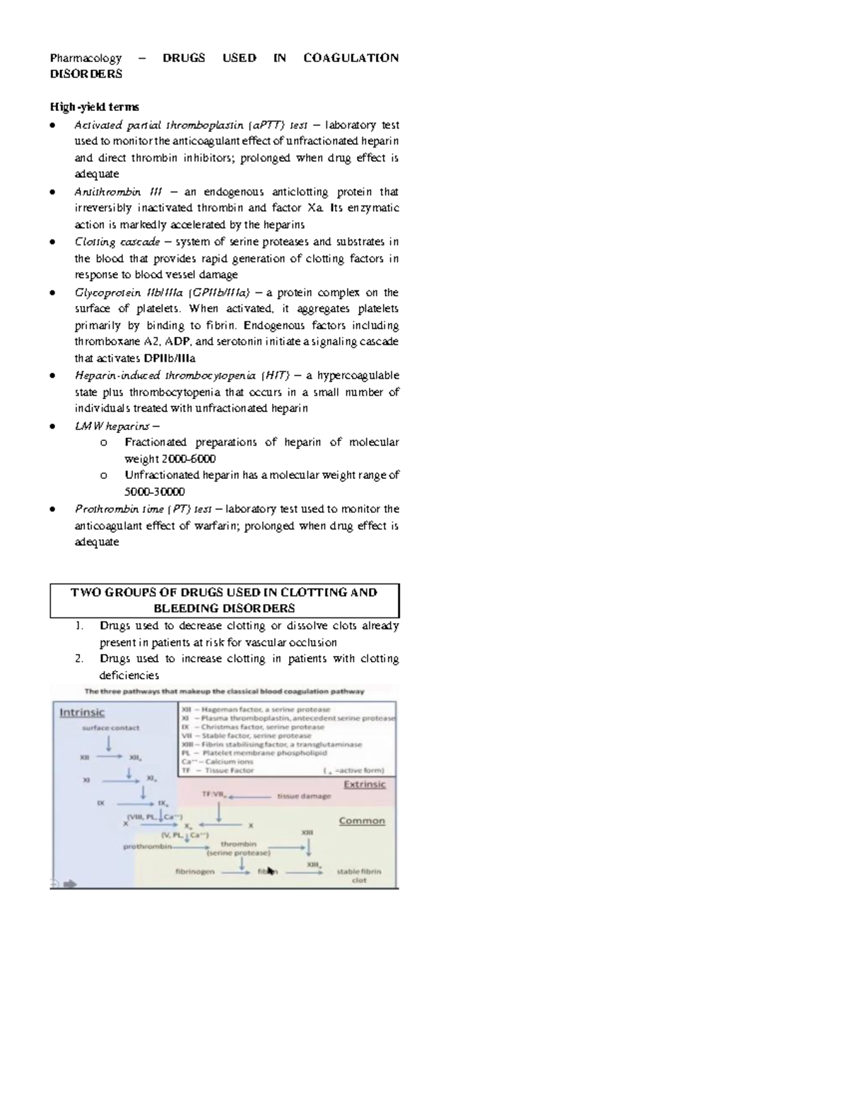 Drugs used in Coagulation Disorders - Pharmacology – DRUGS USED IN ...