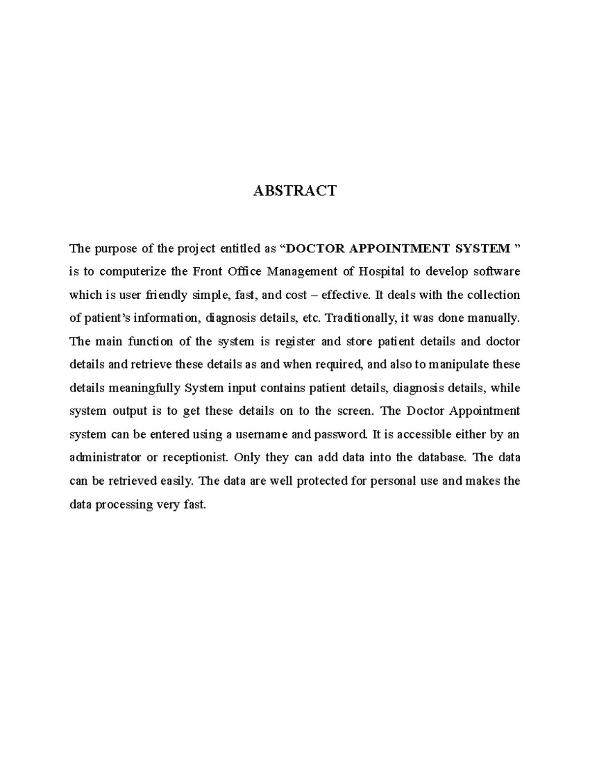 Doctor-appointment-system compress - ABSTRACT The purpose of the ...