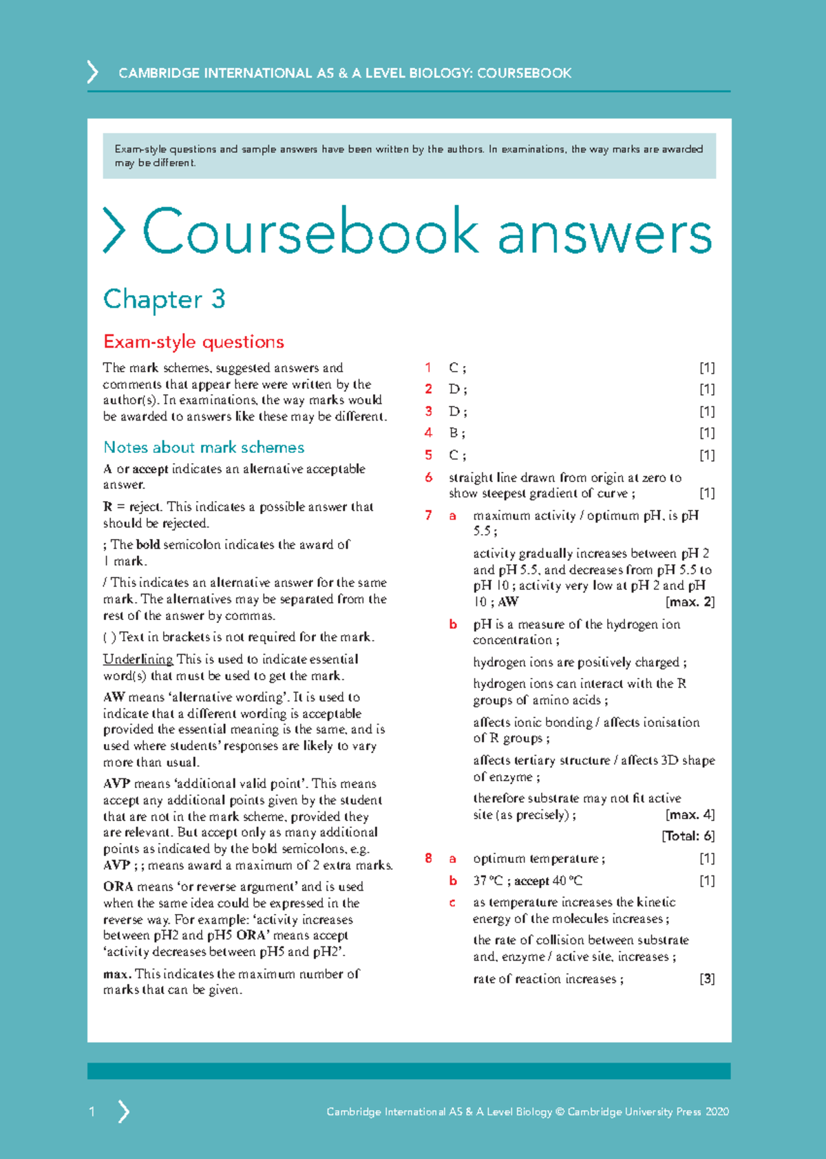 Exam style answers 3 asal biology cb - Coursebook answers Chapter 3 ...