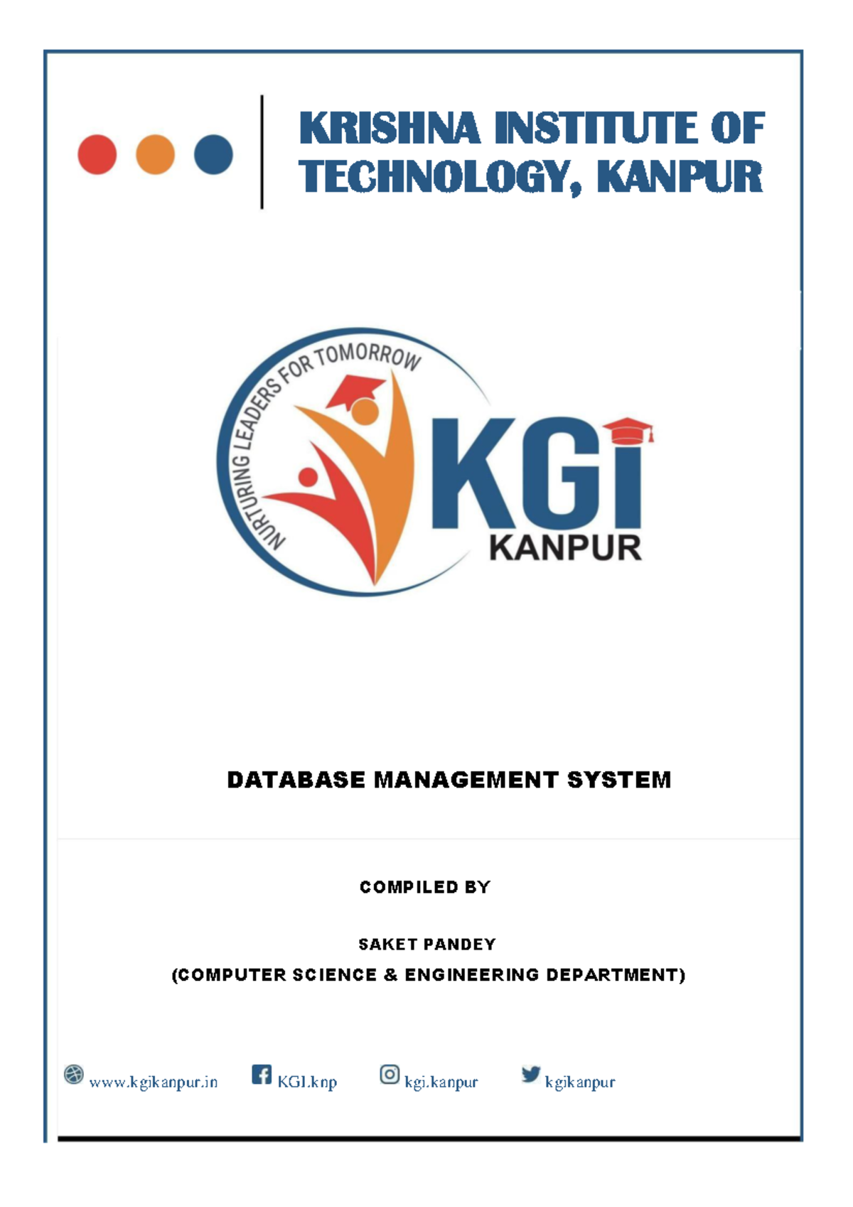 DBMS QP 2020-21 - helpful for future examination. - KRISHNA INSTITUTE OF TECHNOLOGY, KANPUR ...