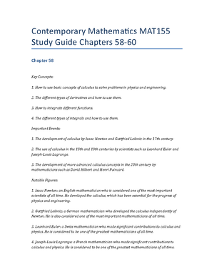 Contemporary Mathematics MAT155 Study Guide Chapters 37-39 ...