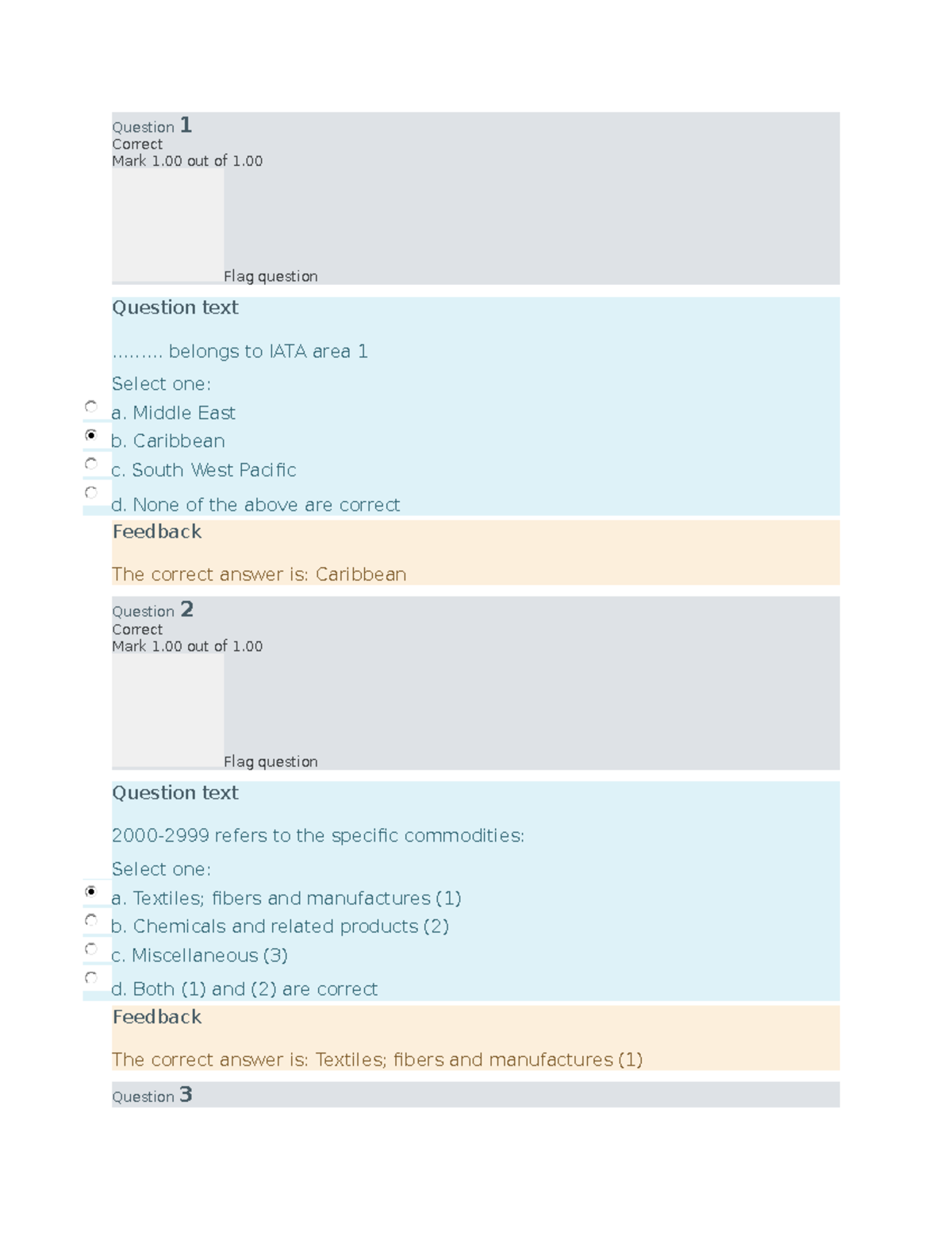 ABC elearning (P2) - Question 1 Correct Mark 1 out of 1. Flag question ...