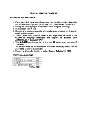 SCI-MATH Slogan-Poster-Digital-Poster - SLOGAN MAKING CONTEST Date ...