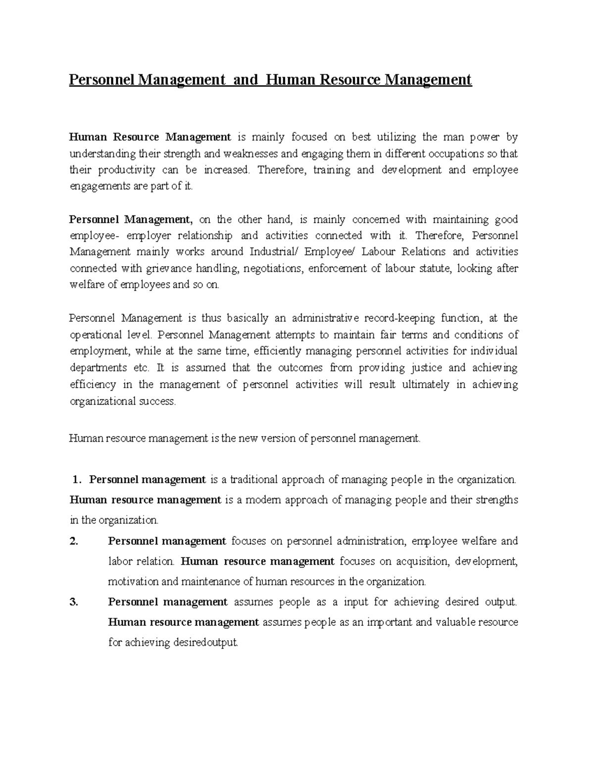 Personal Management and HRM - Personnel Management and Human Resource ...