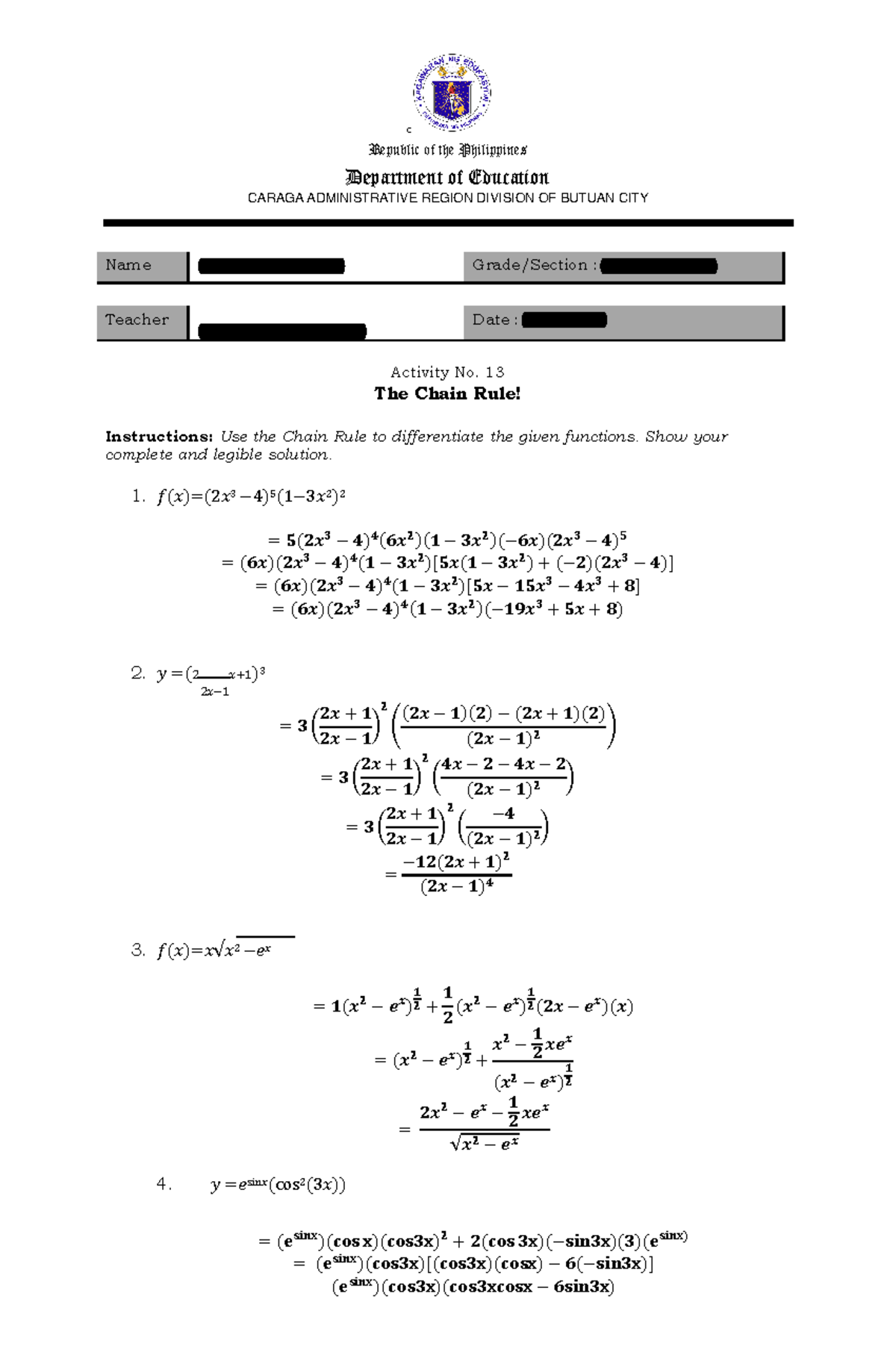 Basic-Calculus-Activity - c Republic of the Philippines Department of ...